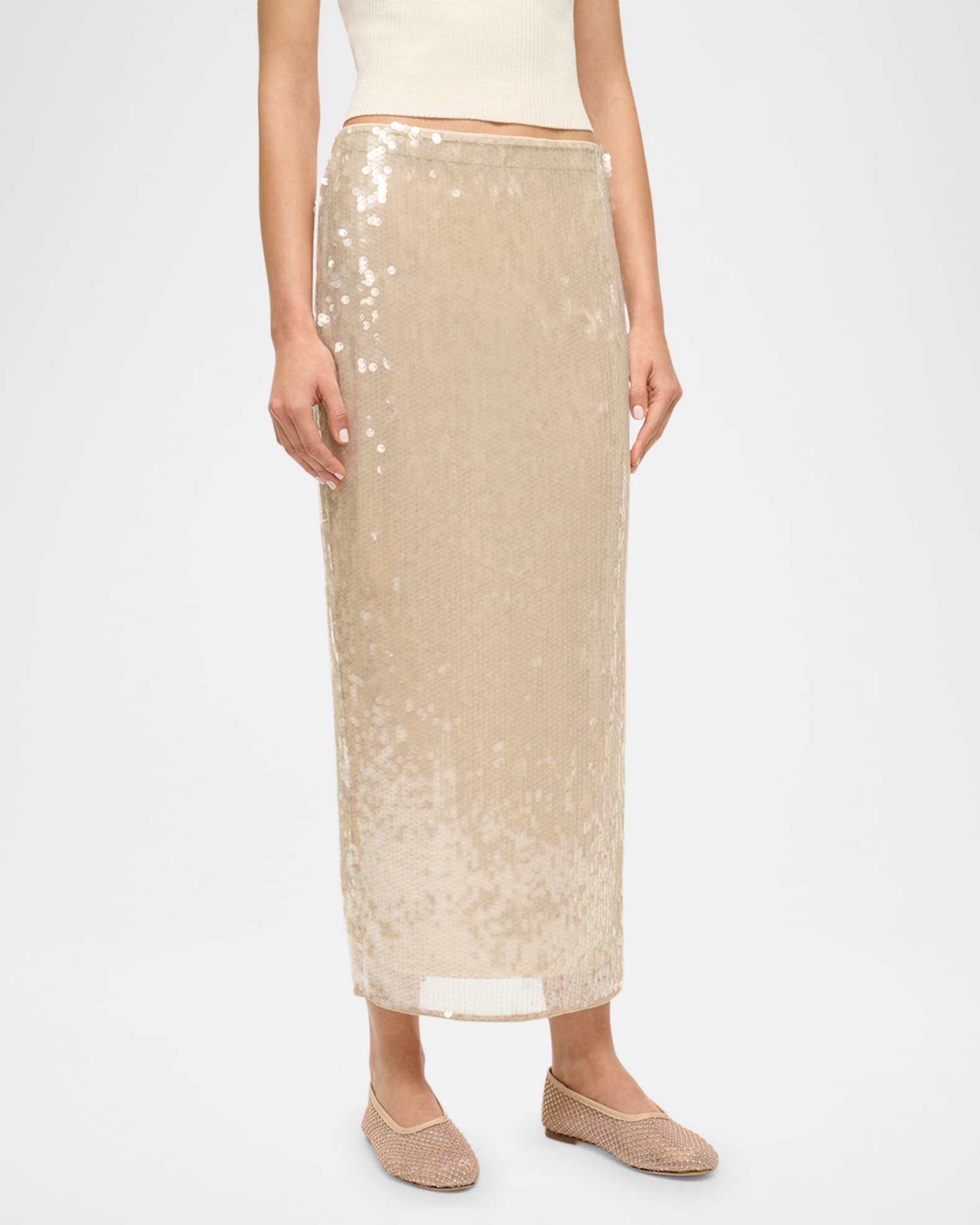 STAUD Casey Sequined Midi Skirt | Neiman Marcus