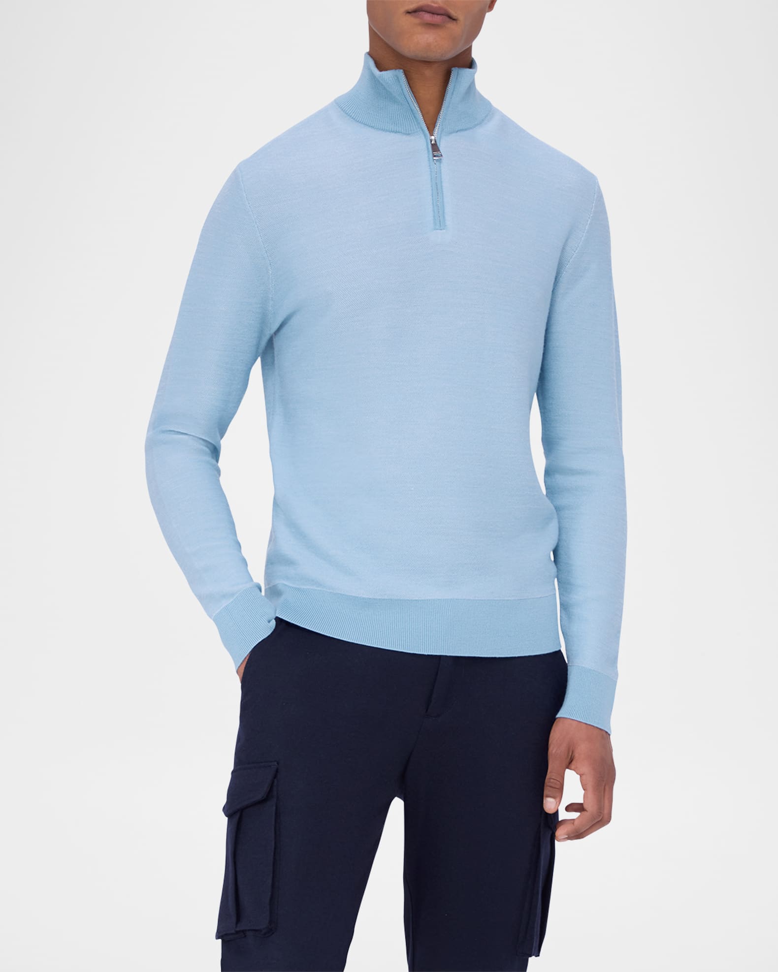 Bugatchi Men's Quarter-Zip Birdseye Sweater | Neiman Marcus