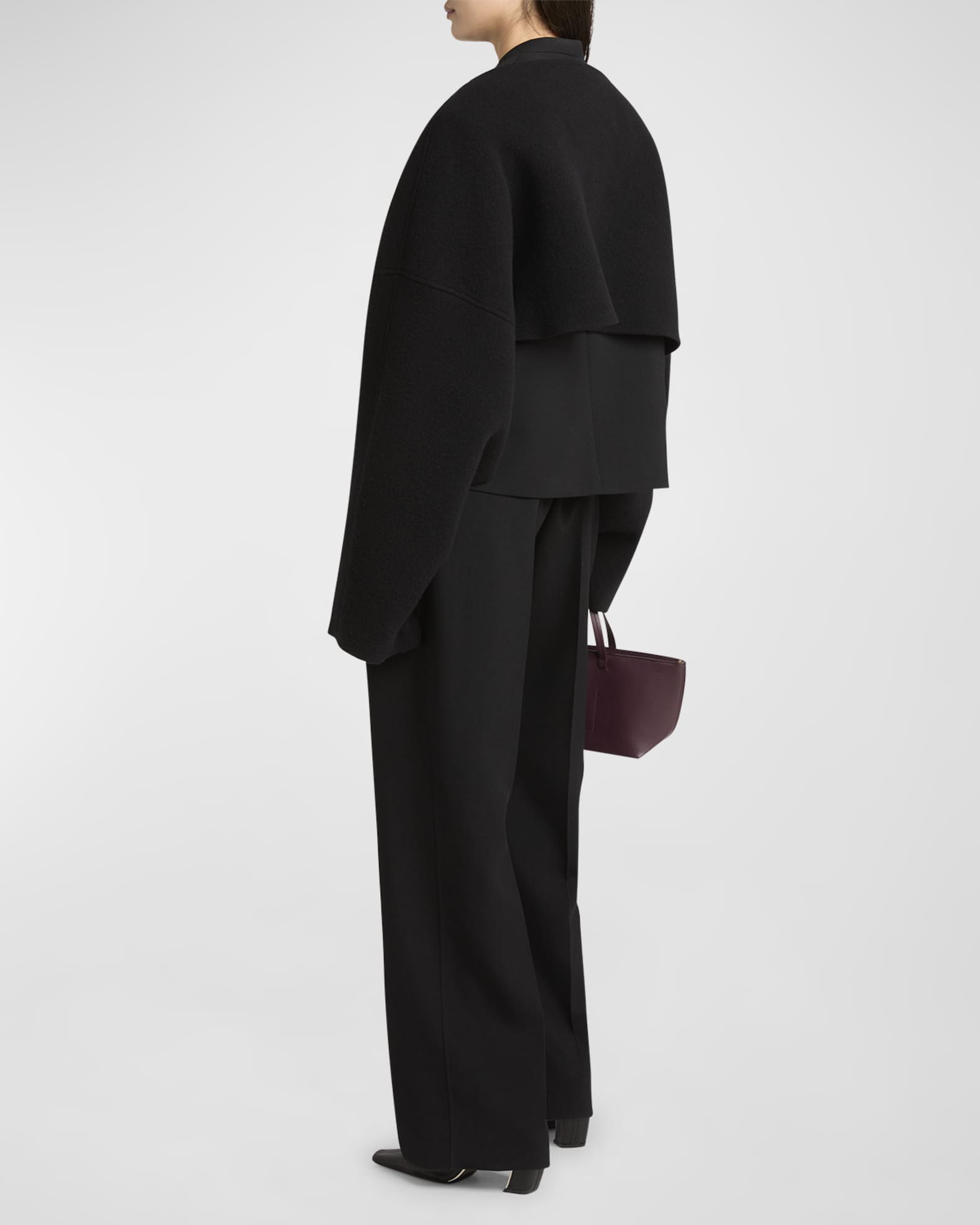 Jil Sander Wool-Cashmere Crop Cape | Neiman Marcus