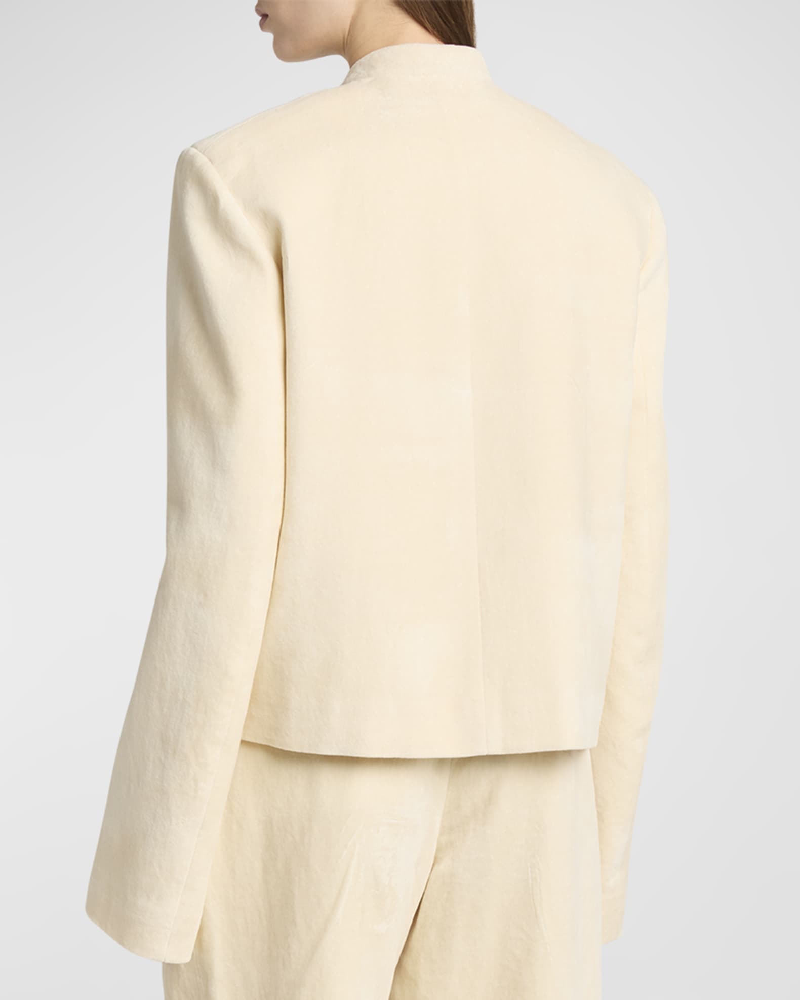 Jil Sander Double-Breasted Collarless Jacket | Neiman Marcus