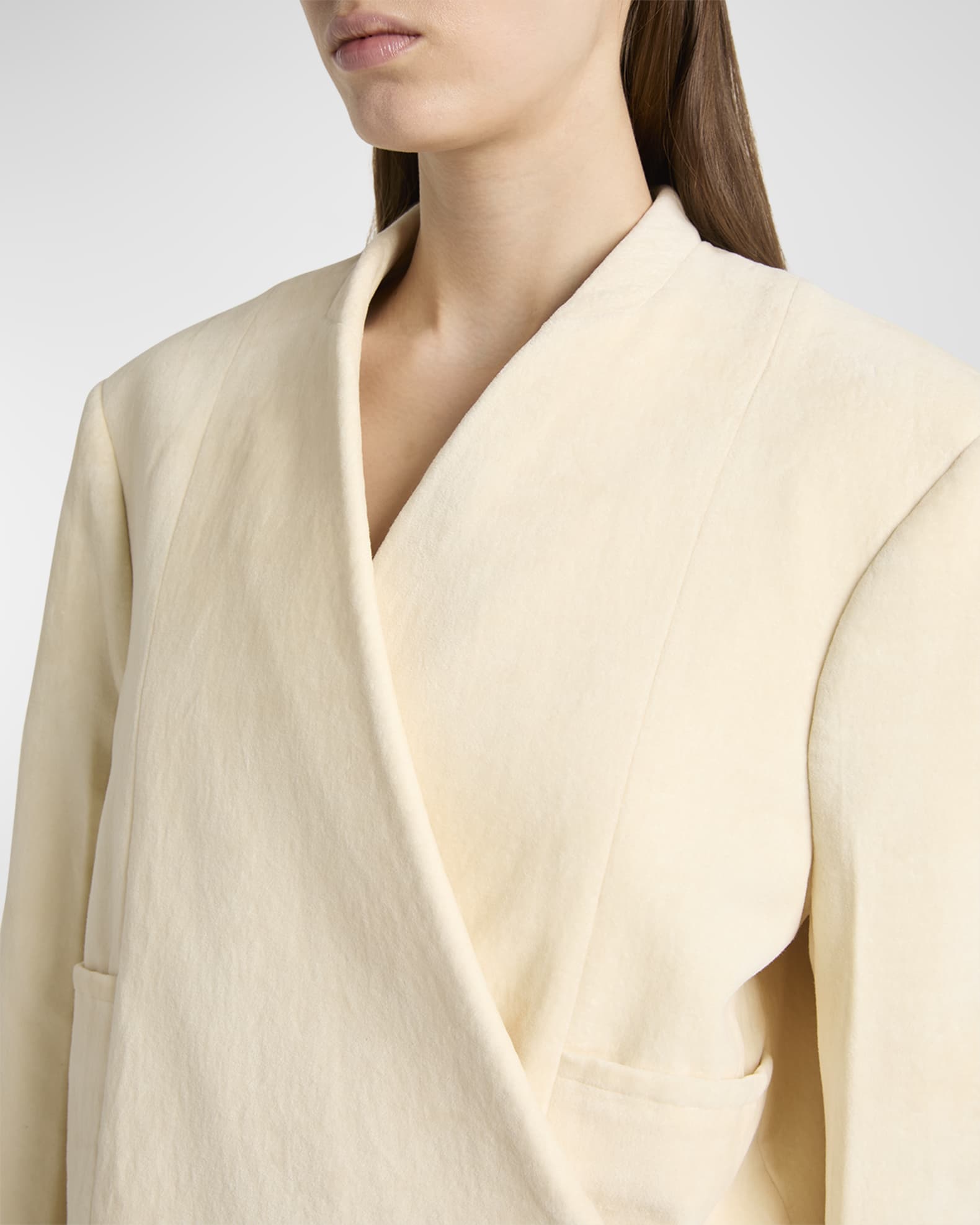 Jil Sander Double-Breasted Collarless Jacket | Neiman Marcus
