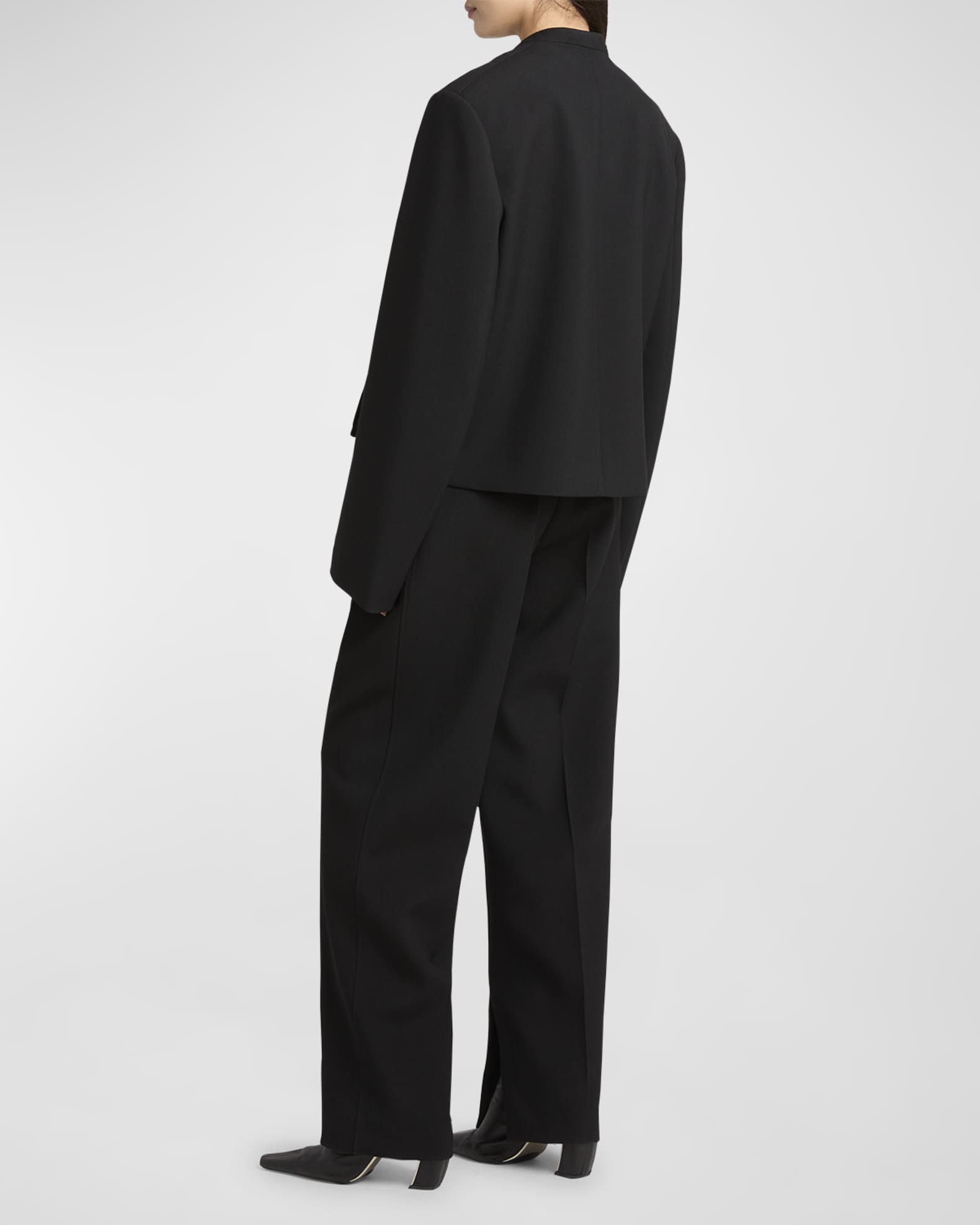 Jil Sander Double-Breasted Collarless Jacket | Neiman Marcus