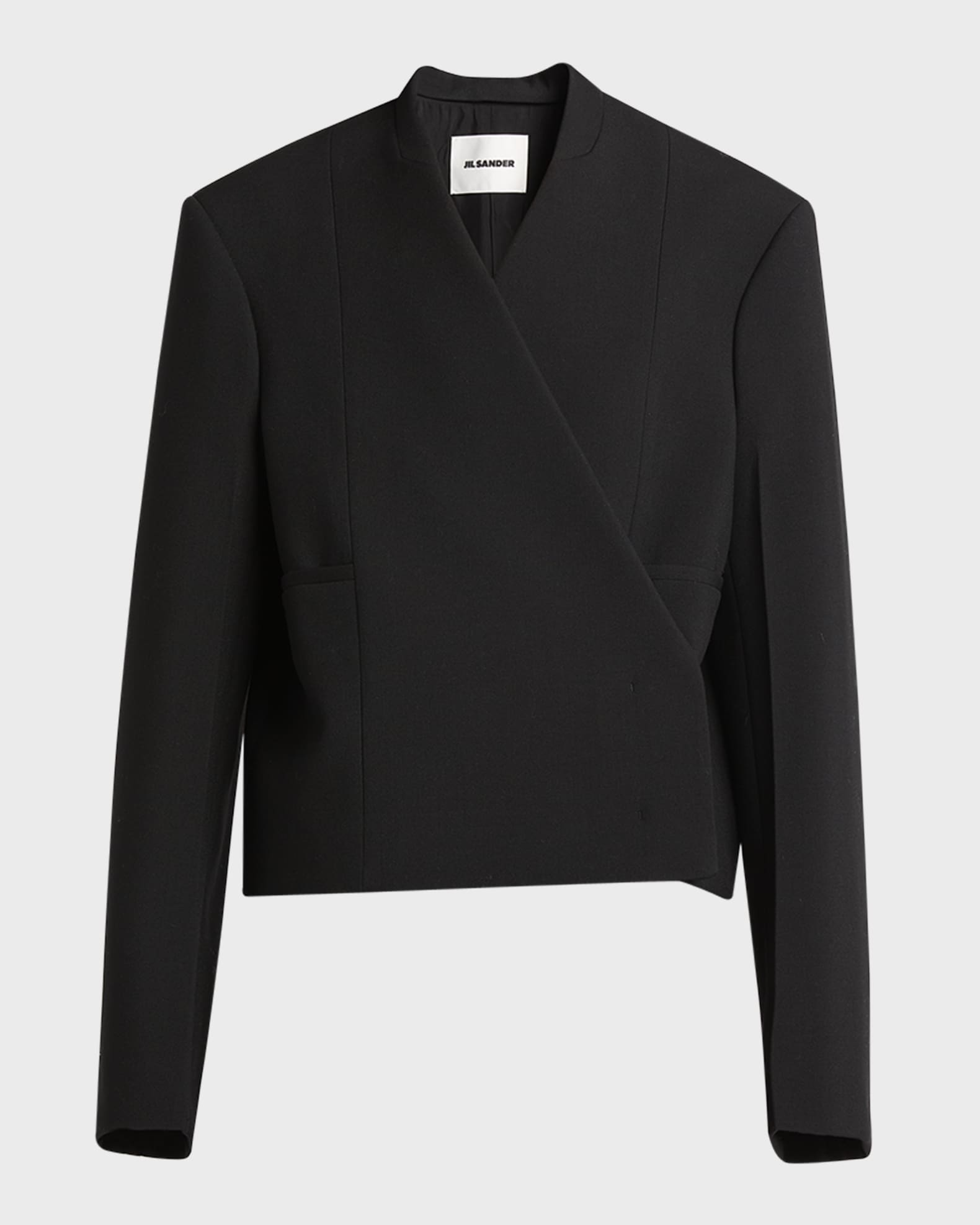 Jil Sander Double-Breasted Collarless Jacket | Neiman Marcus