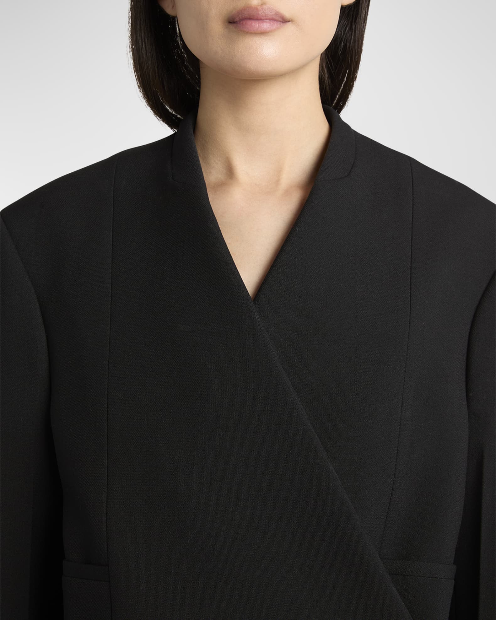 Jil Sander Double-Breasted Collarless Jacket | Neiman Marcus