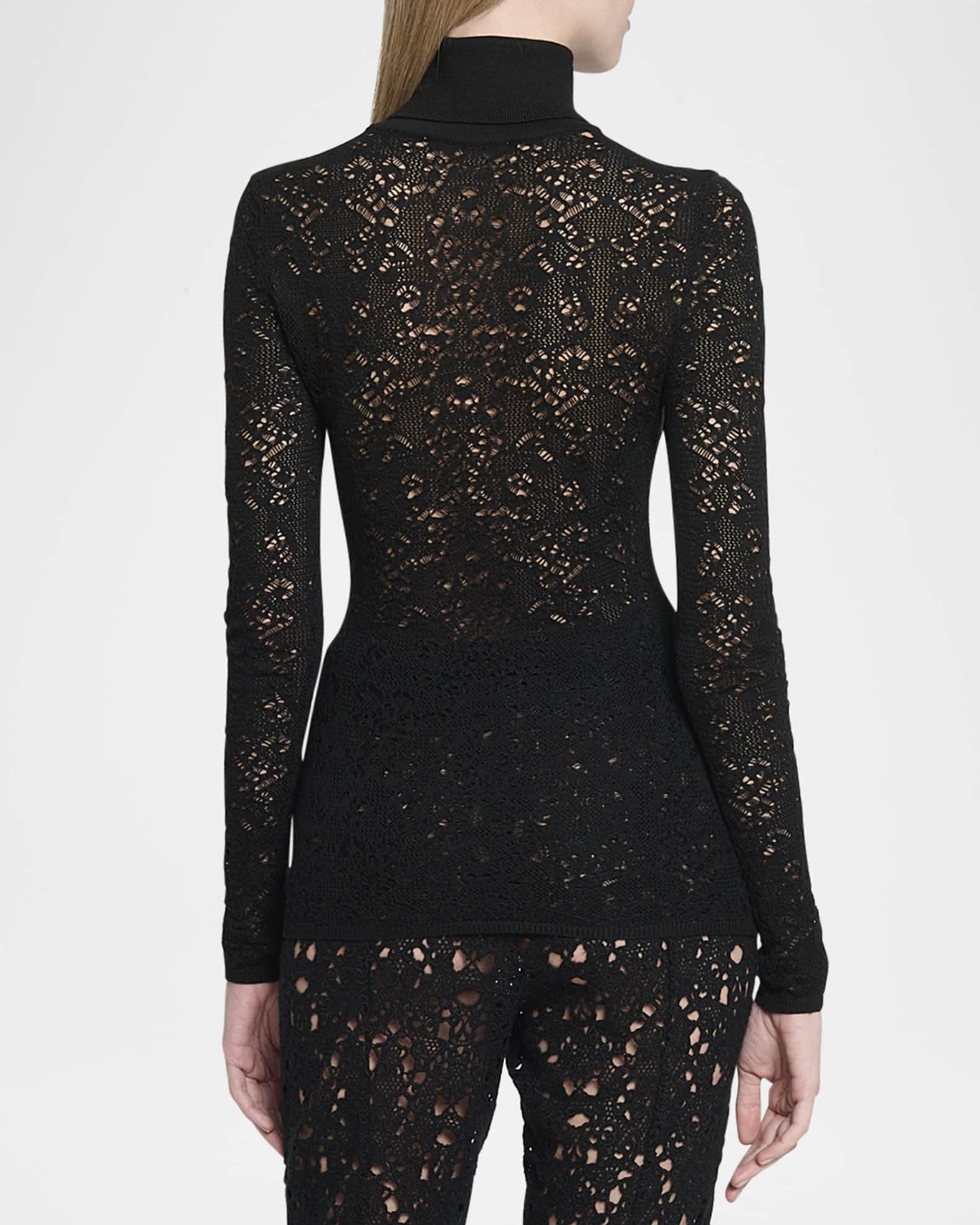 Gabriela Hearst Meret Turtleneck Lace Net Sweater | Neiman Marcus