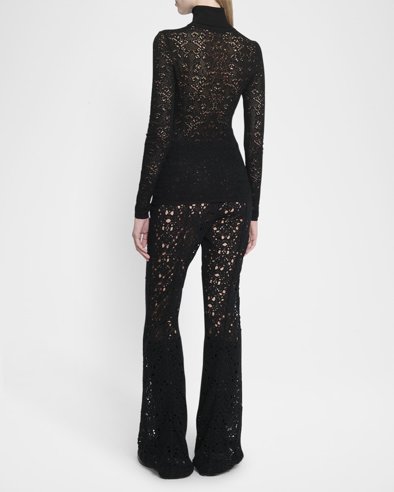 Gabriela Hearst Meret Turtleneck Lace Net Sweater | Neiman Marcus