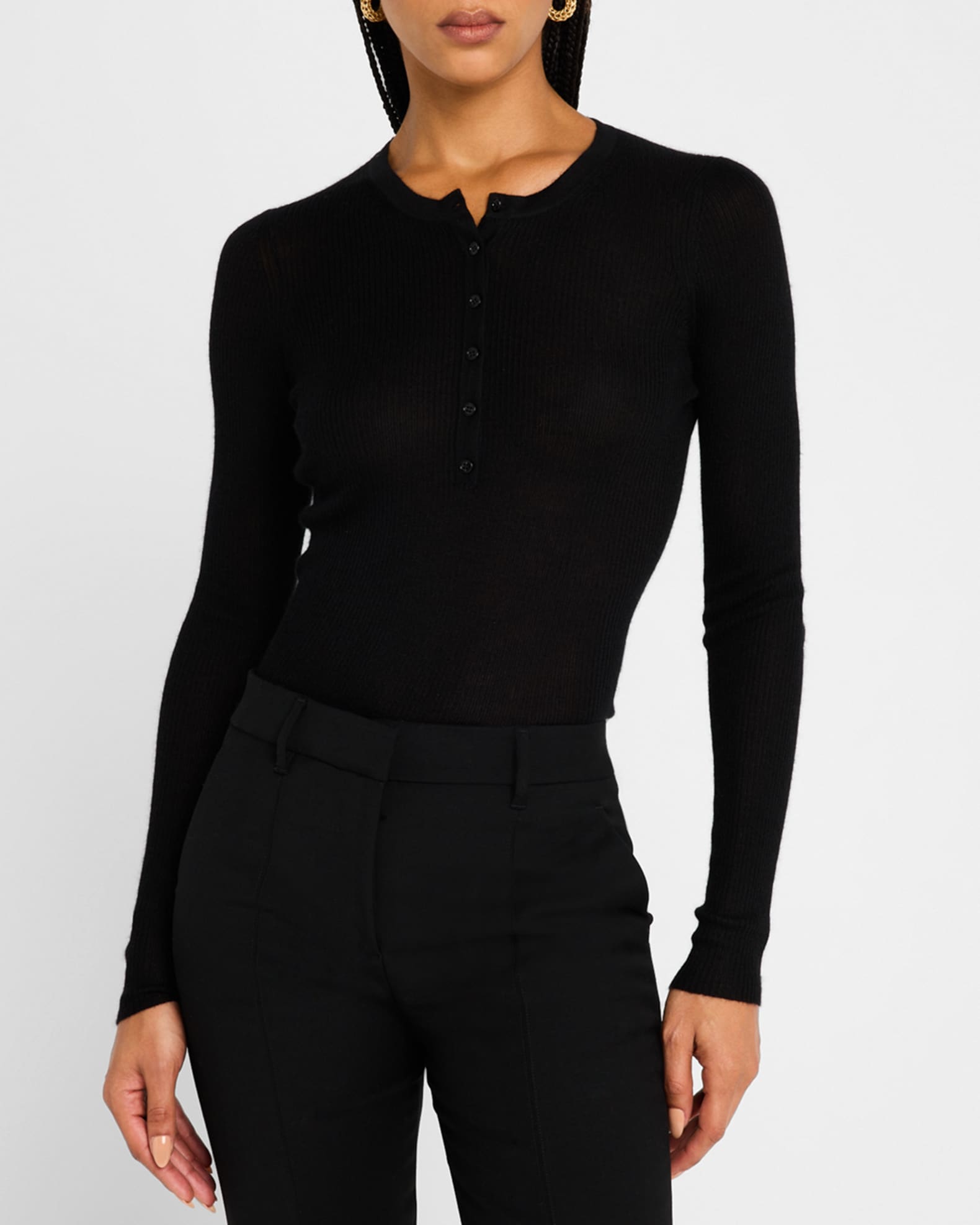 Gabriela Hearst Julian Cashmere Henley Sweater | Neiman Marcus