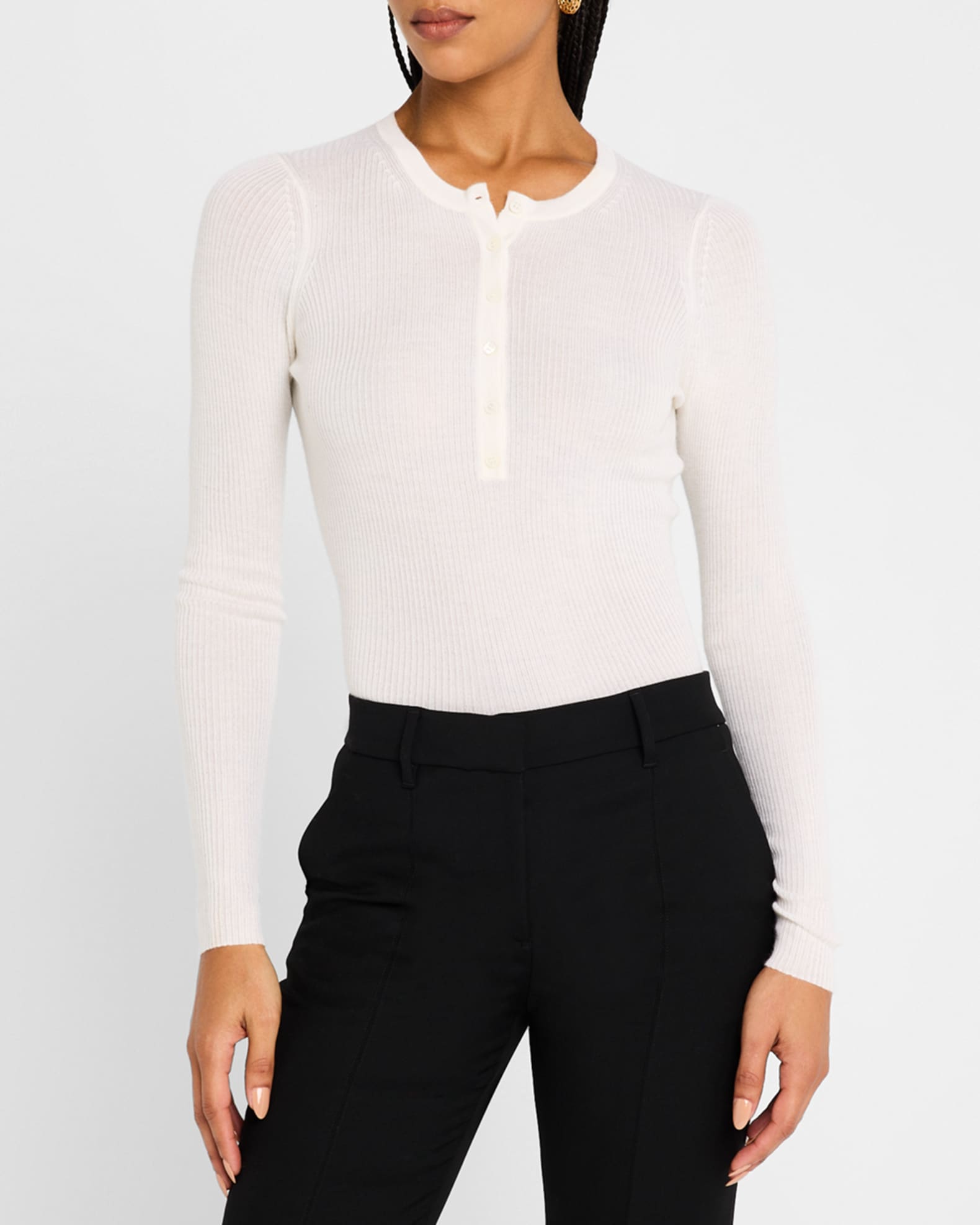 Gabriela Hearst Julian Cashmere Henley Sweater | Neiman Marcus