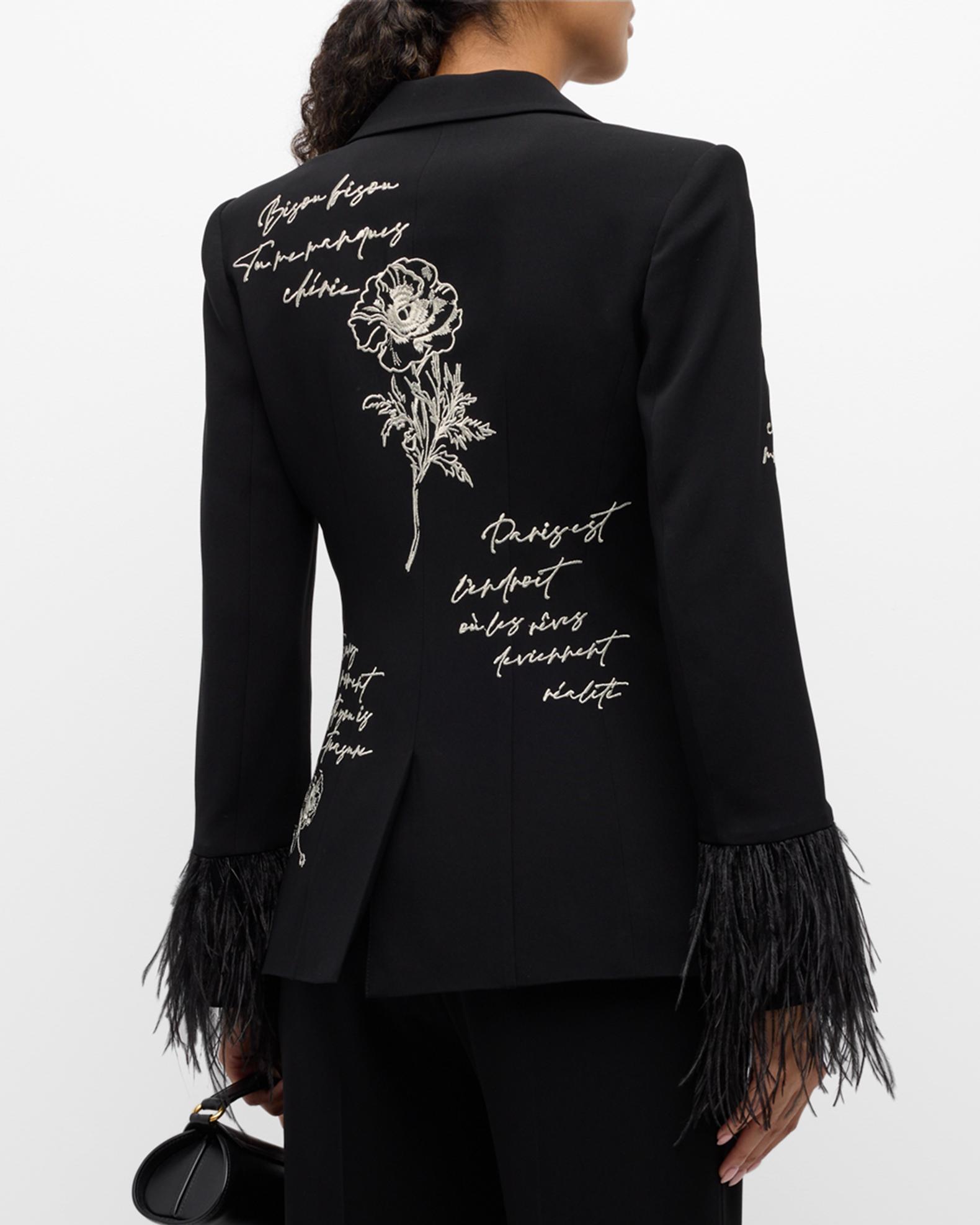 Cinq a Sept Love Letter Feather-Cuff Cheyenne Blazer | Neiman Marcus
