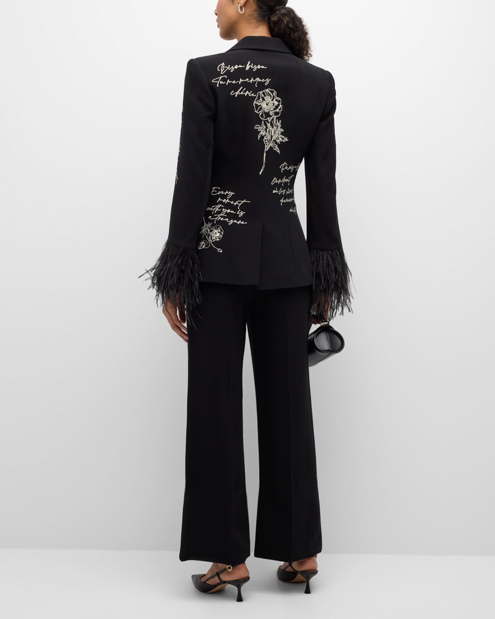 Cinq a Sept Love Letter Feather-Cuff Cheyenne Blazer | Neiman Marcus