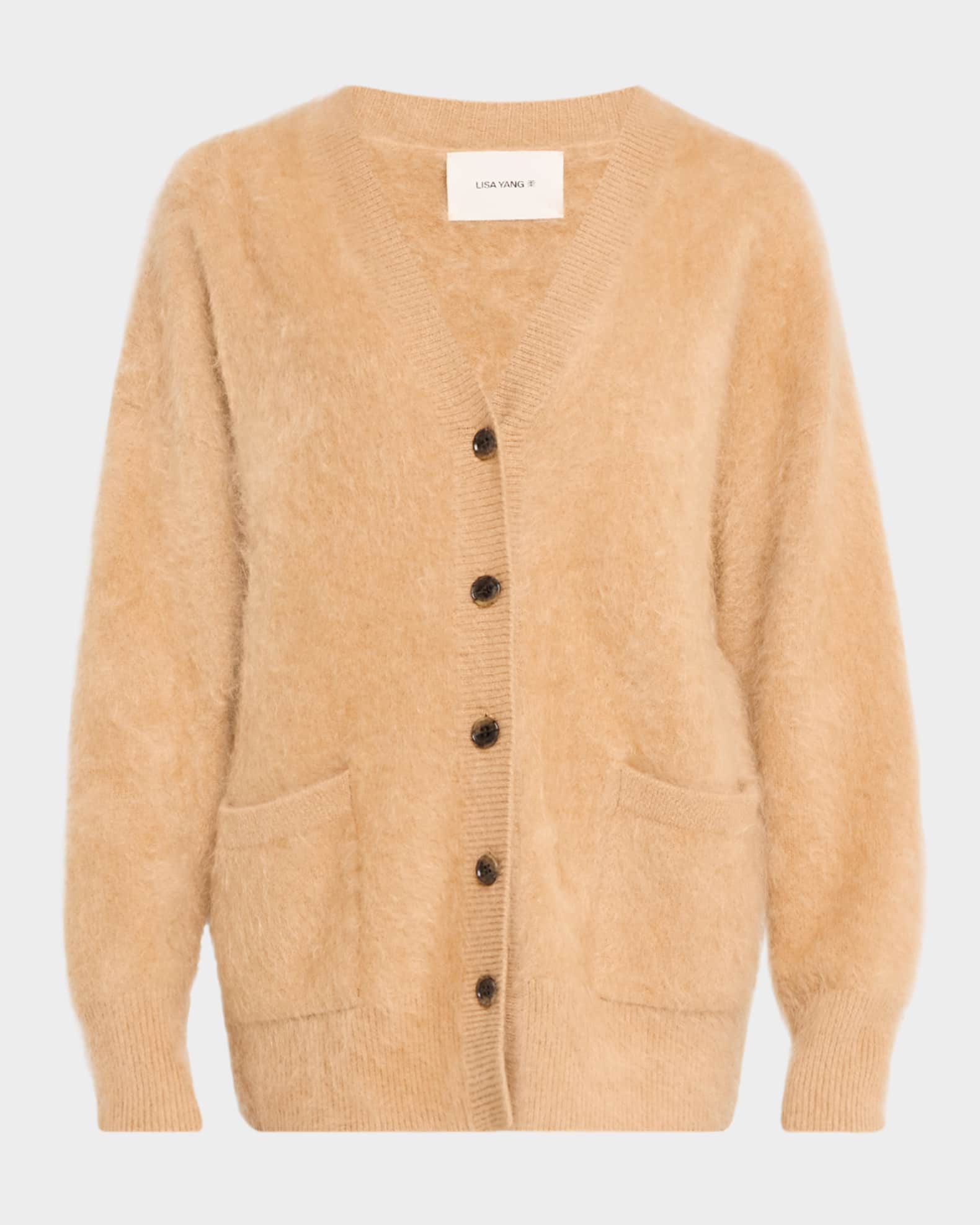 Lisa Yang Malena Button-Down Brushed Cashmere Cardigan | Neiman Marcus