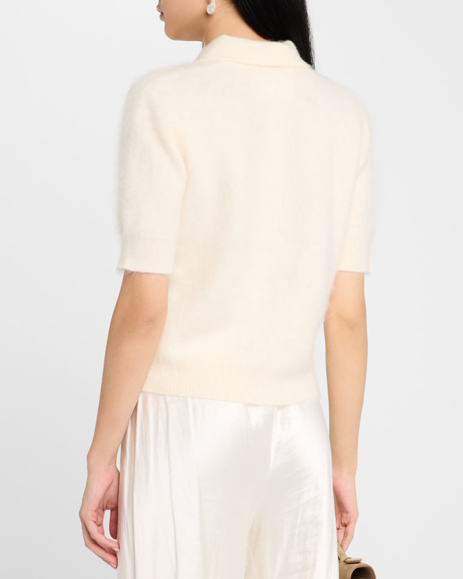 Lisa Yang Carolyn Fuzzy Cashmere Polo Sweater | Neiman Marcus