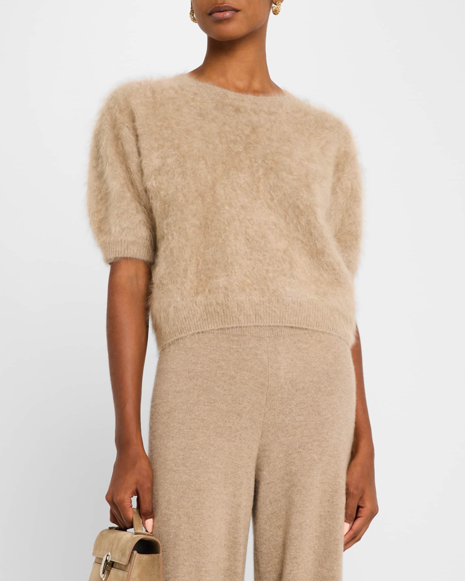 Lisa Yang Juniper Cropped Brushed Cashmere Sweater | Neiman Marcus