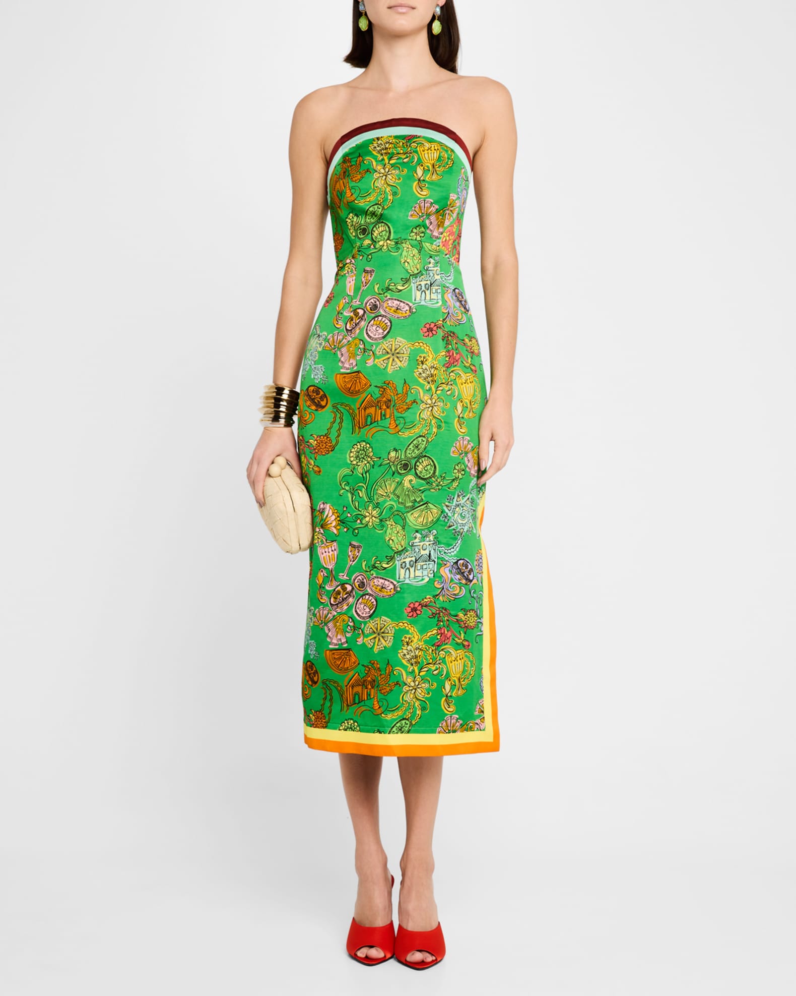 ALEMAIS Fiesta Strapless Midi Dress | Neiman Marcus