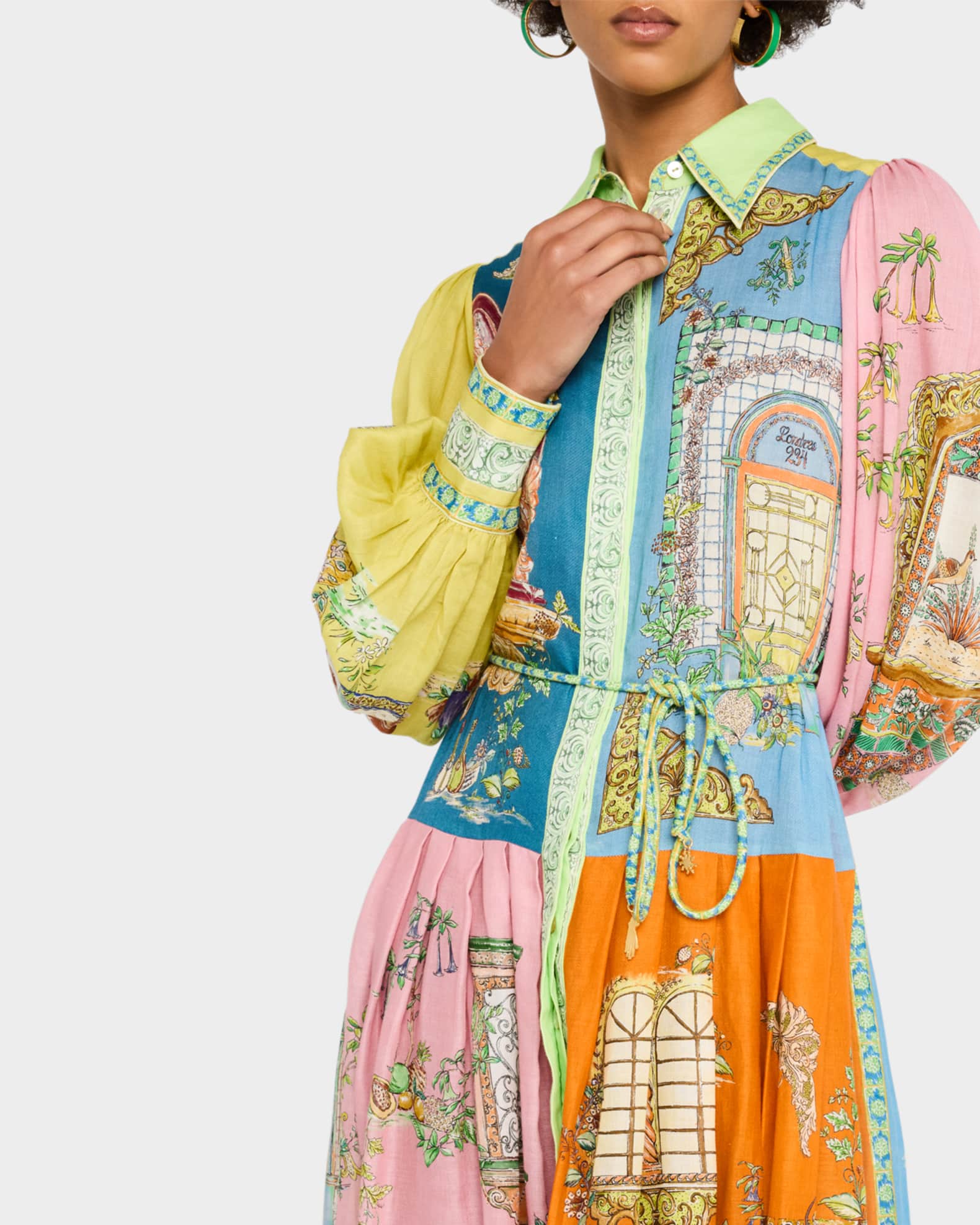 ALEMAIS Monte Belted Maxi Shirtdress | Neiman Marcus