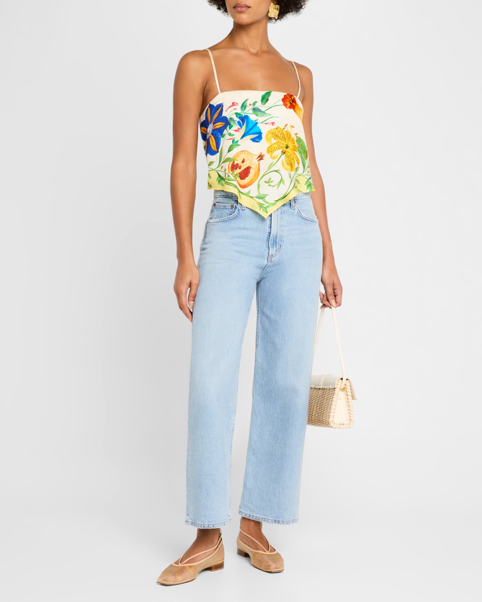 ALEMAIS Flores Cropped Scarf Top | Neiman Marcus