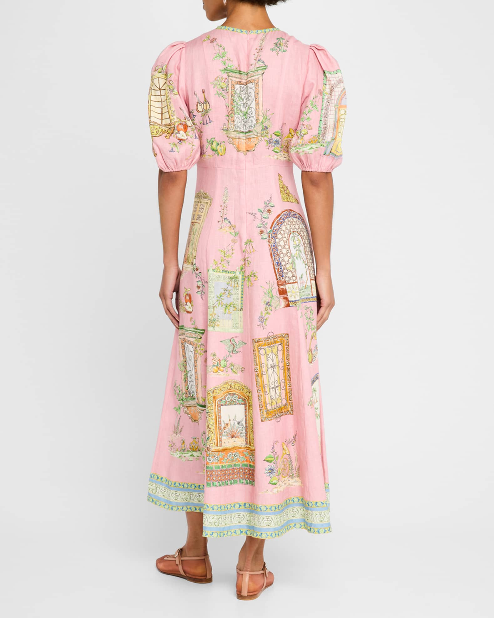 ALEMAIS Monte Linen Midi Dress | Neiman Marcus