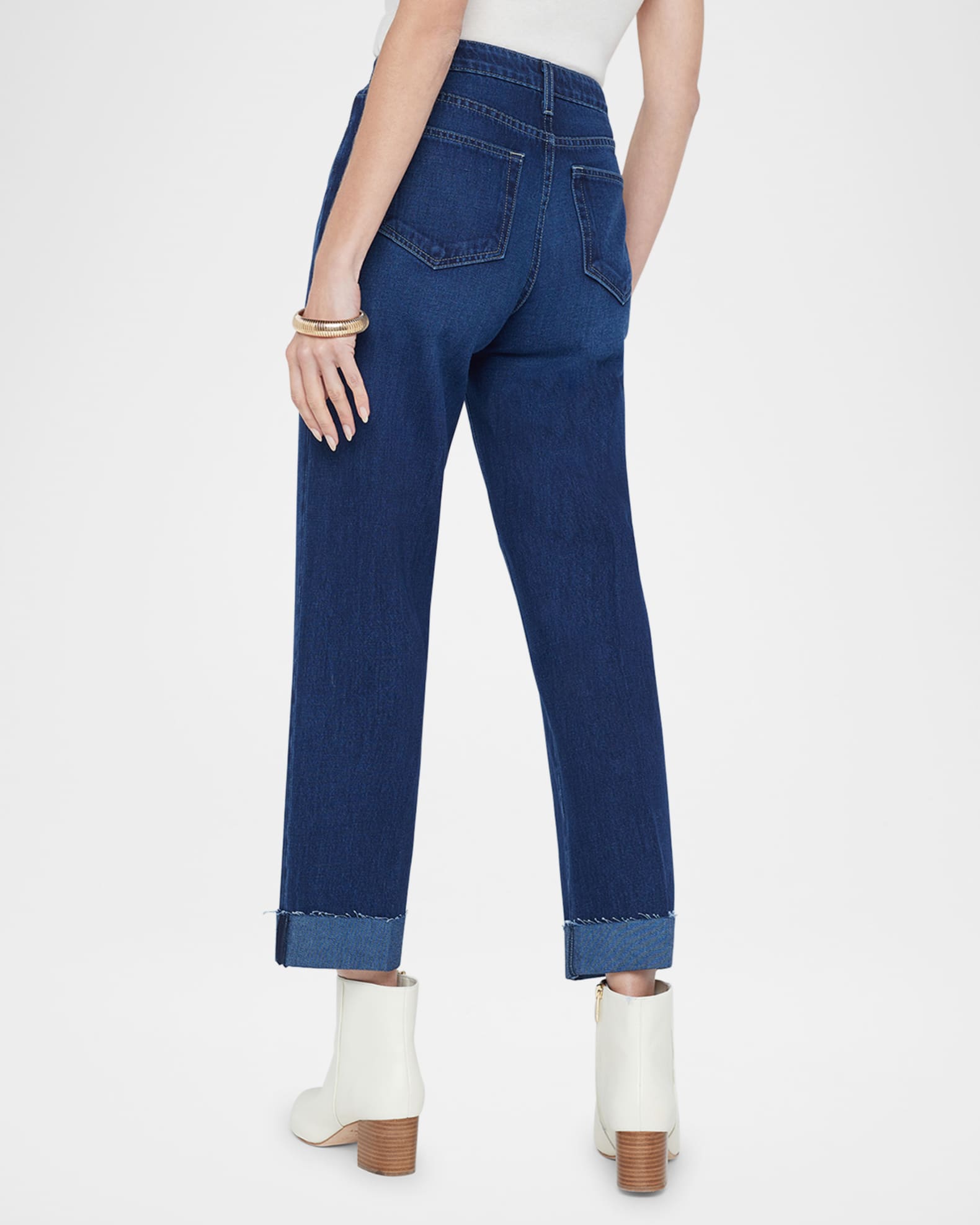 Maribel High-Rise Straight Cuffed Jeans | Neiman Marcus