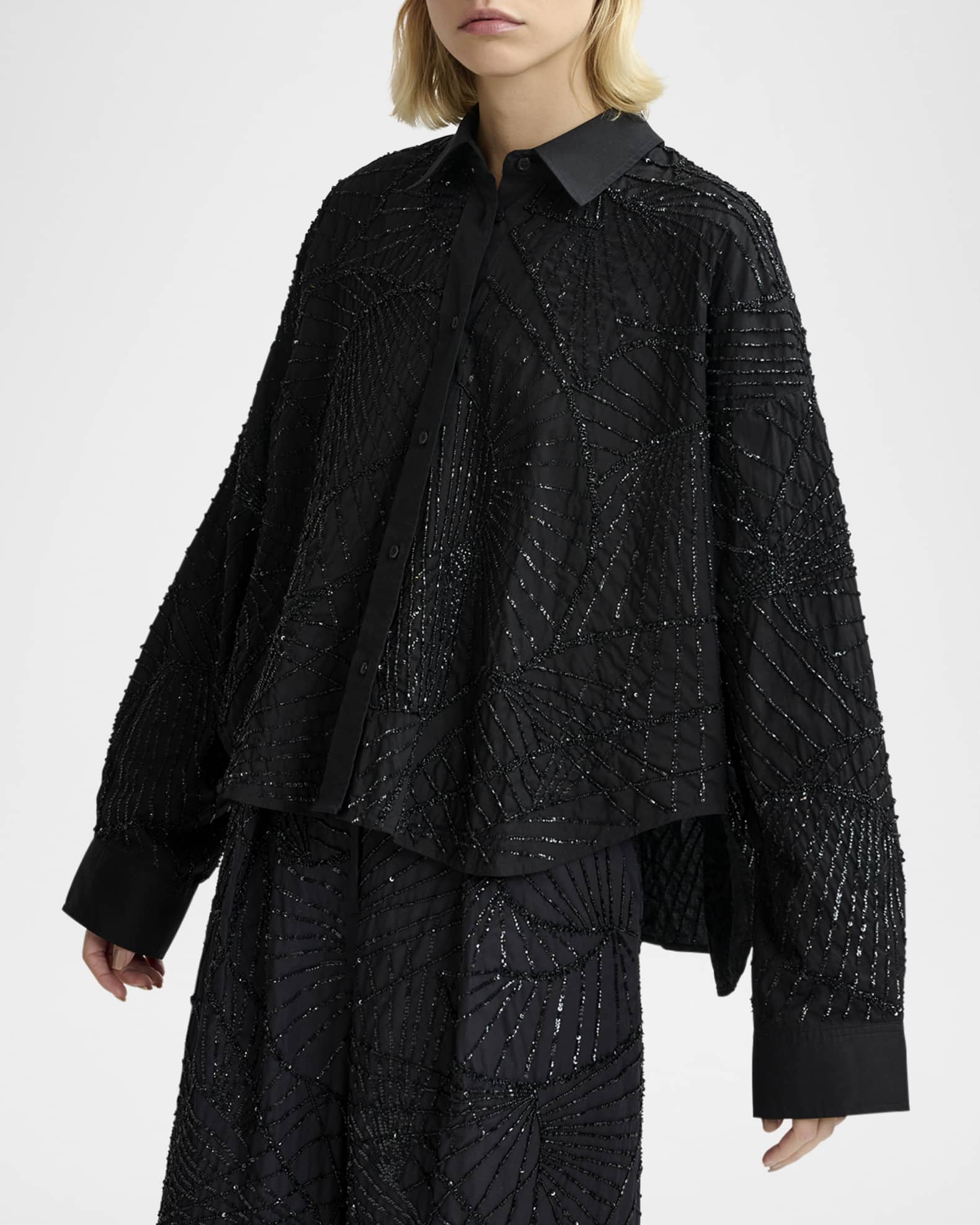 Essentiel Antwerp Gibra Embellished Poplin Shirt | Neiman Marcus