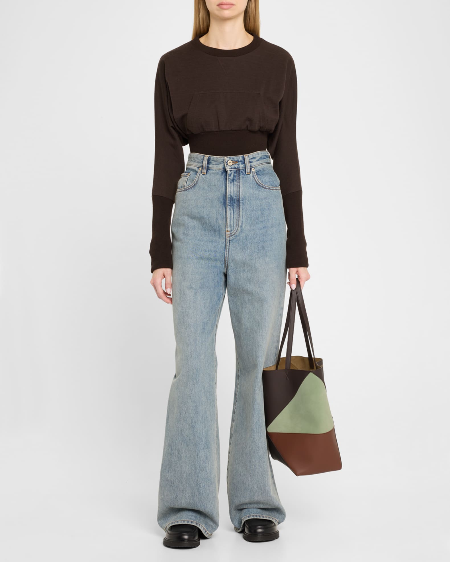 Loewe Puzzle Medium Fold Tote Bag in Colorblock Leather | Neiman Marcus