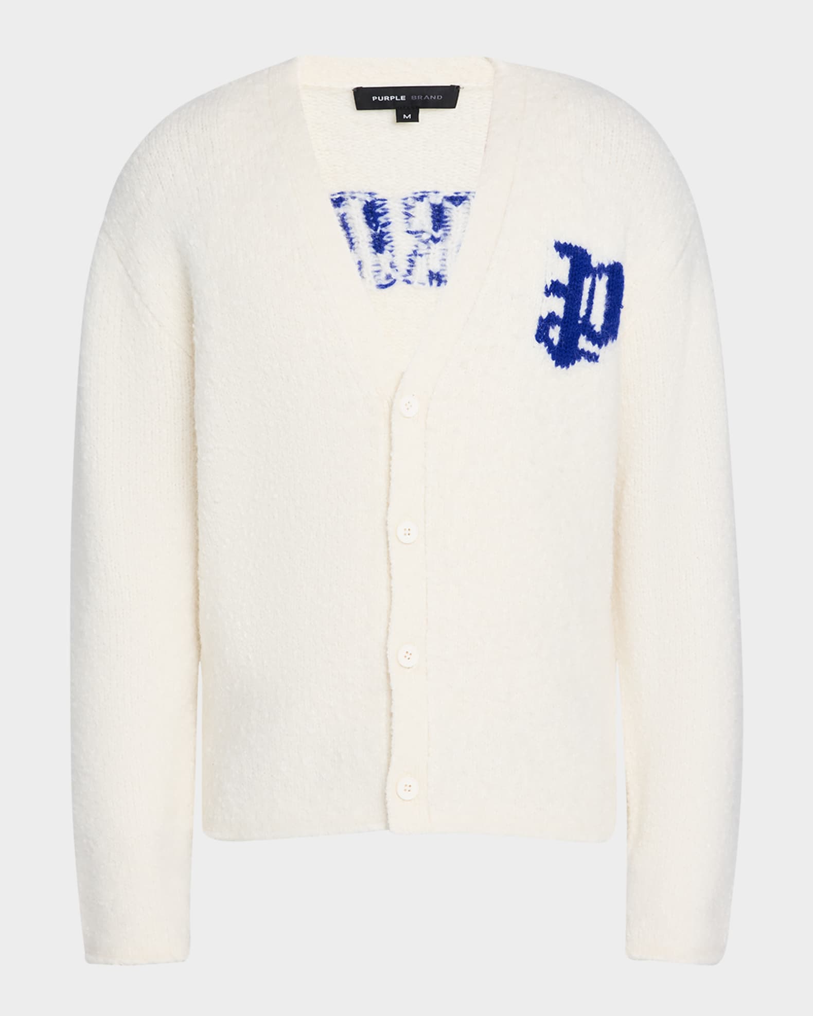 PURPLE Men's Relaxed Intarsia Cardigan | Neiman Marcus