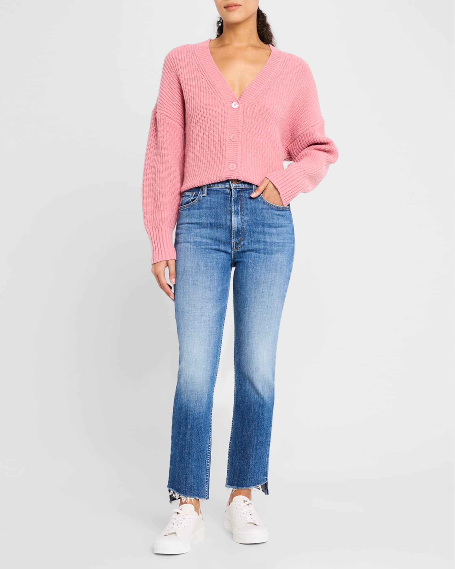 MOTHER The High-Waist Rider Ankle Step Fray Jeans | Neiman Marcus