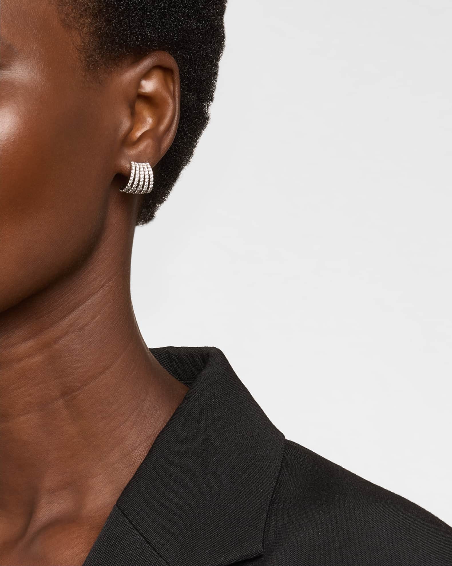 Leo Pizzo Diamond Huggie Earrings in 18K White Gold | Neiman Marcus