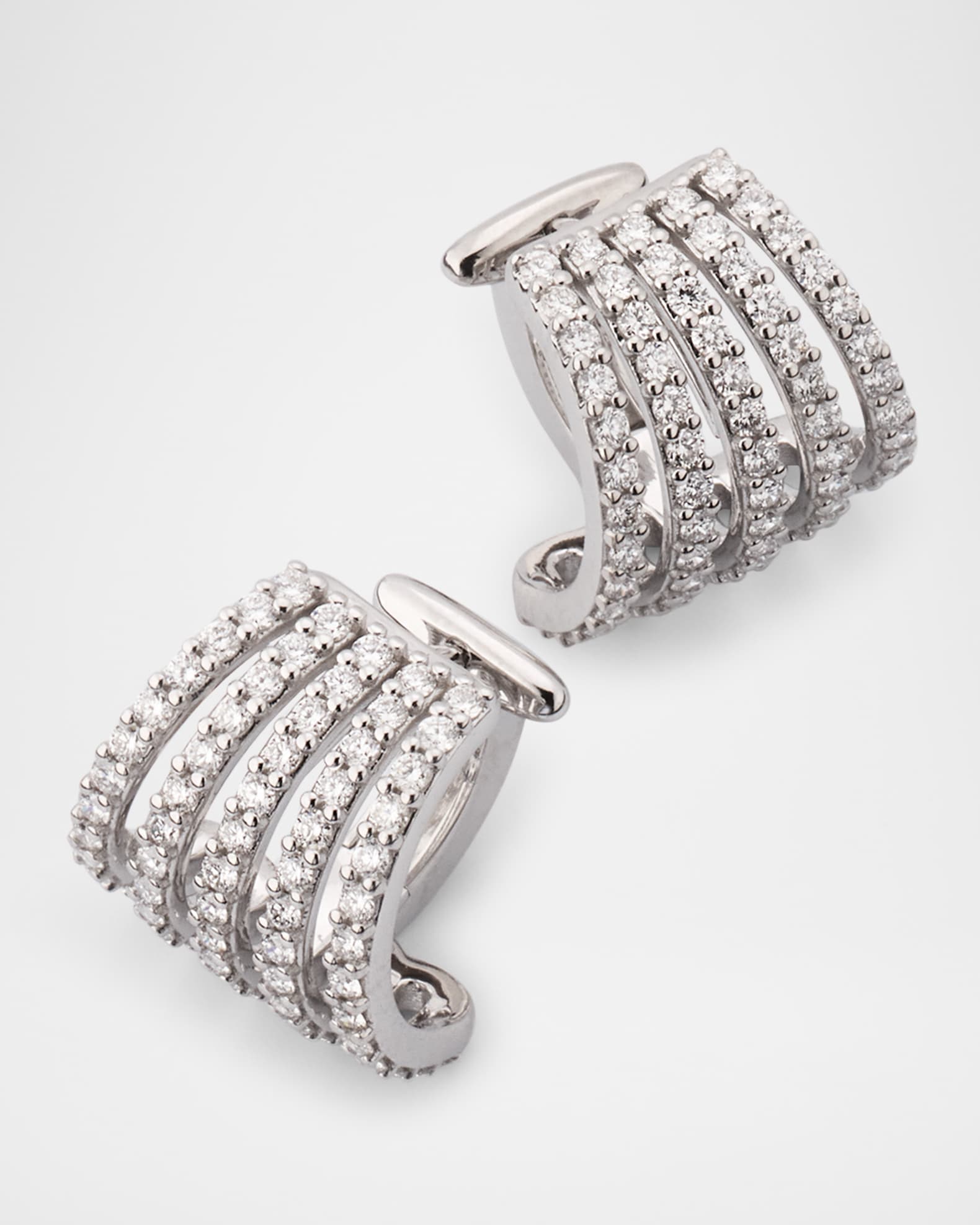 Leo Pizzo Diamond Huggie Earrings in 18K White Gold | Neiman Marcus
