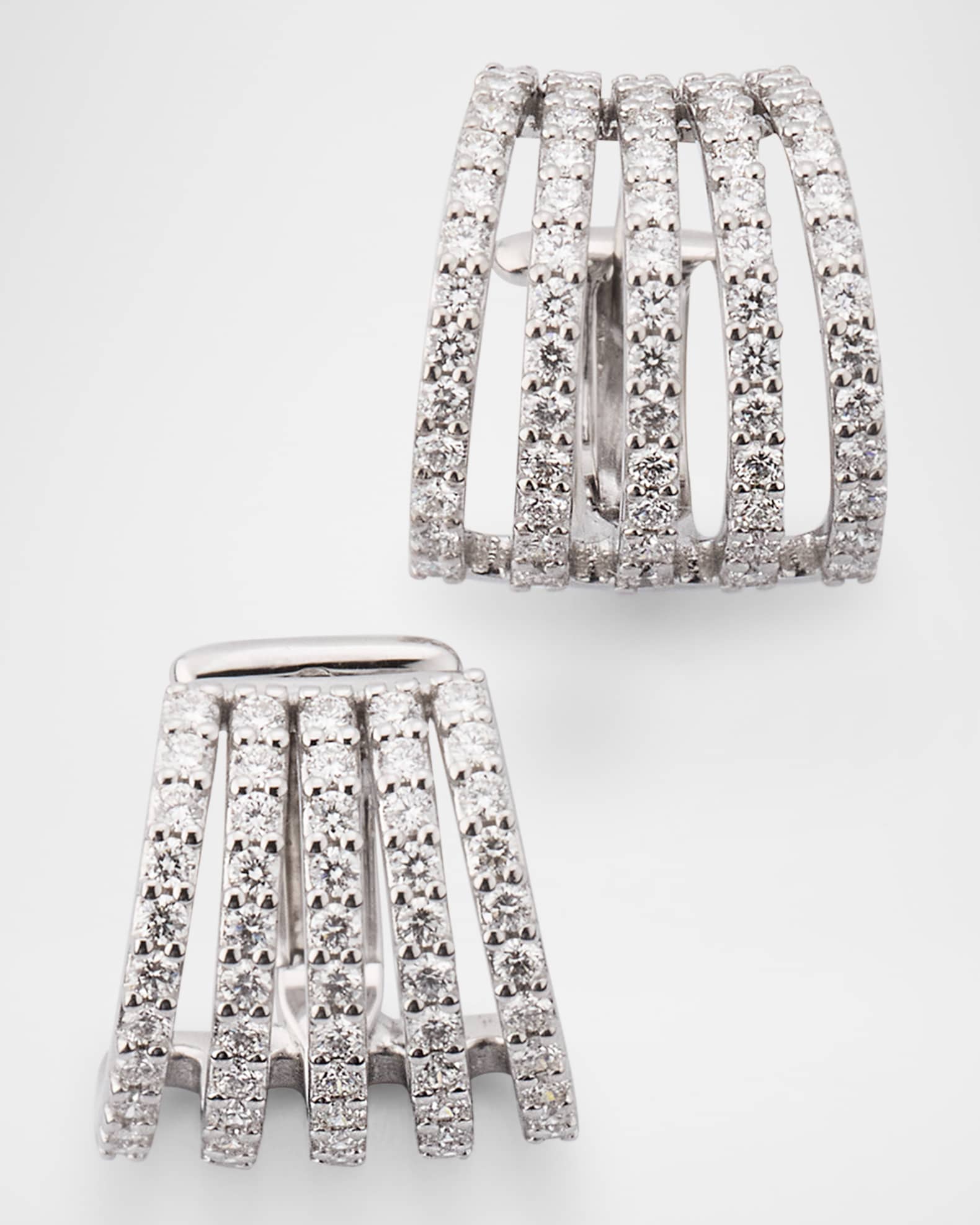 Leo Pizzo Diamond Huggie Earrings in 18K White Gold | Neiman Marcus