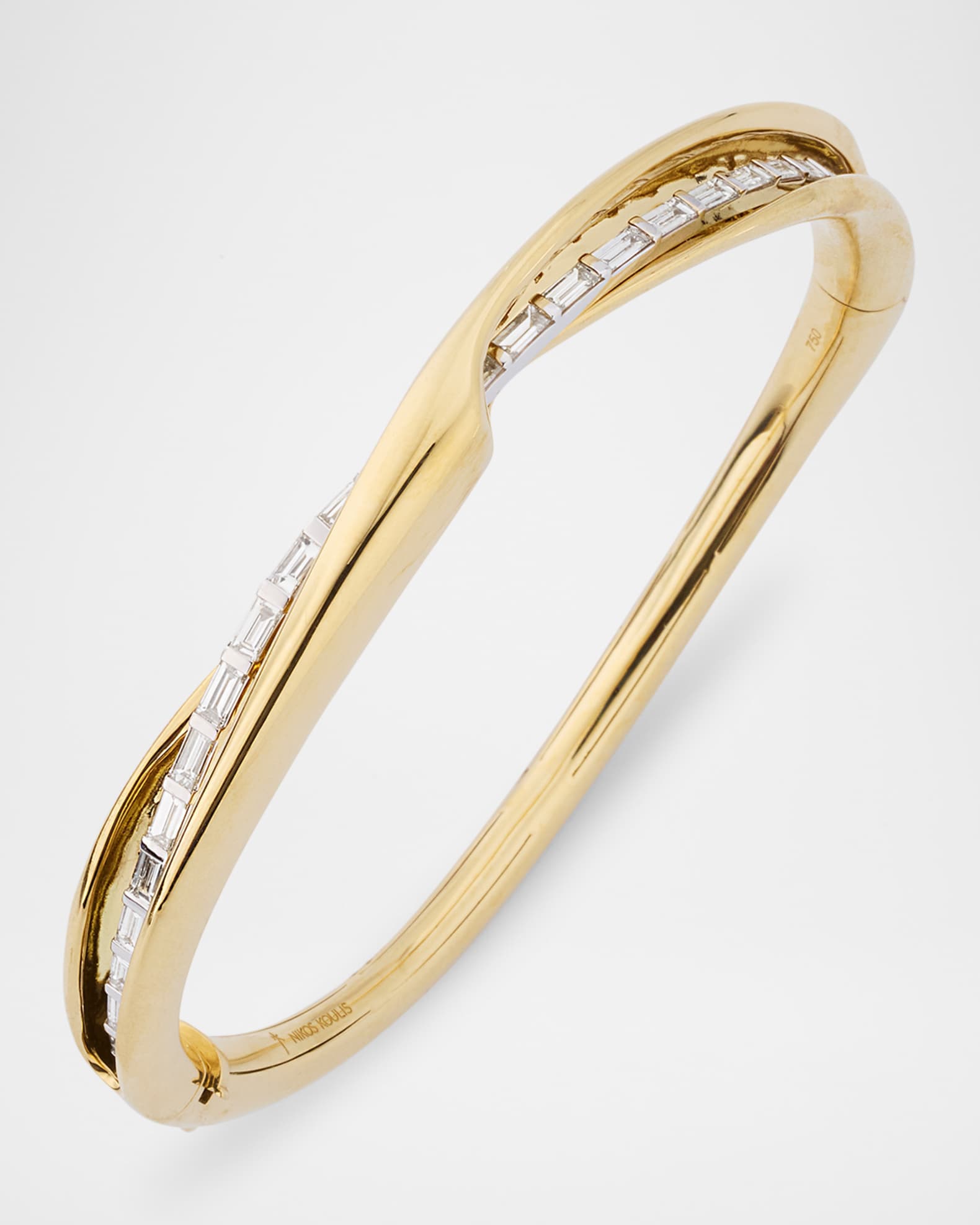 Nikos Koulis ME+N 18K Gold Baguette Diamond Bangle Bracelet | Neiman Marcus