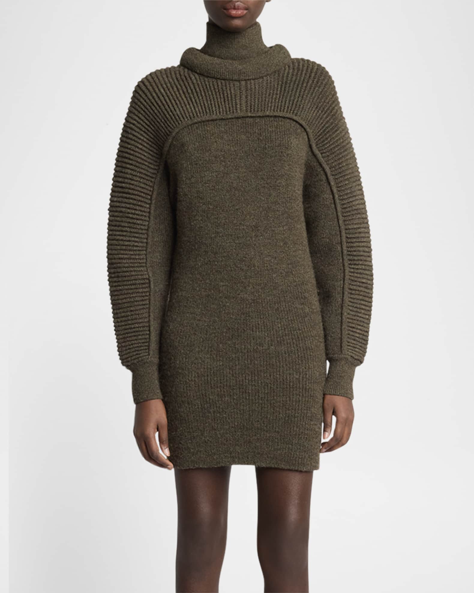 Isabel Marant Hilde Pleated-Knit Turtleneck Mini Sweater Dress | Neiman ...