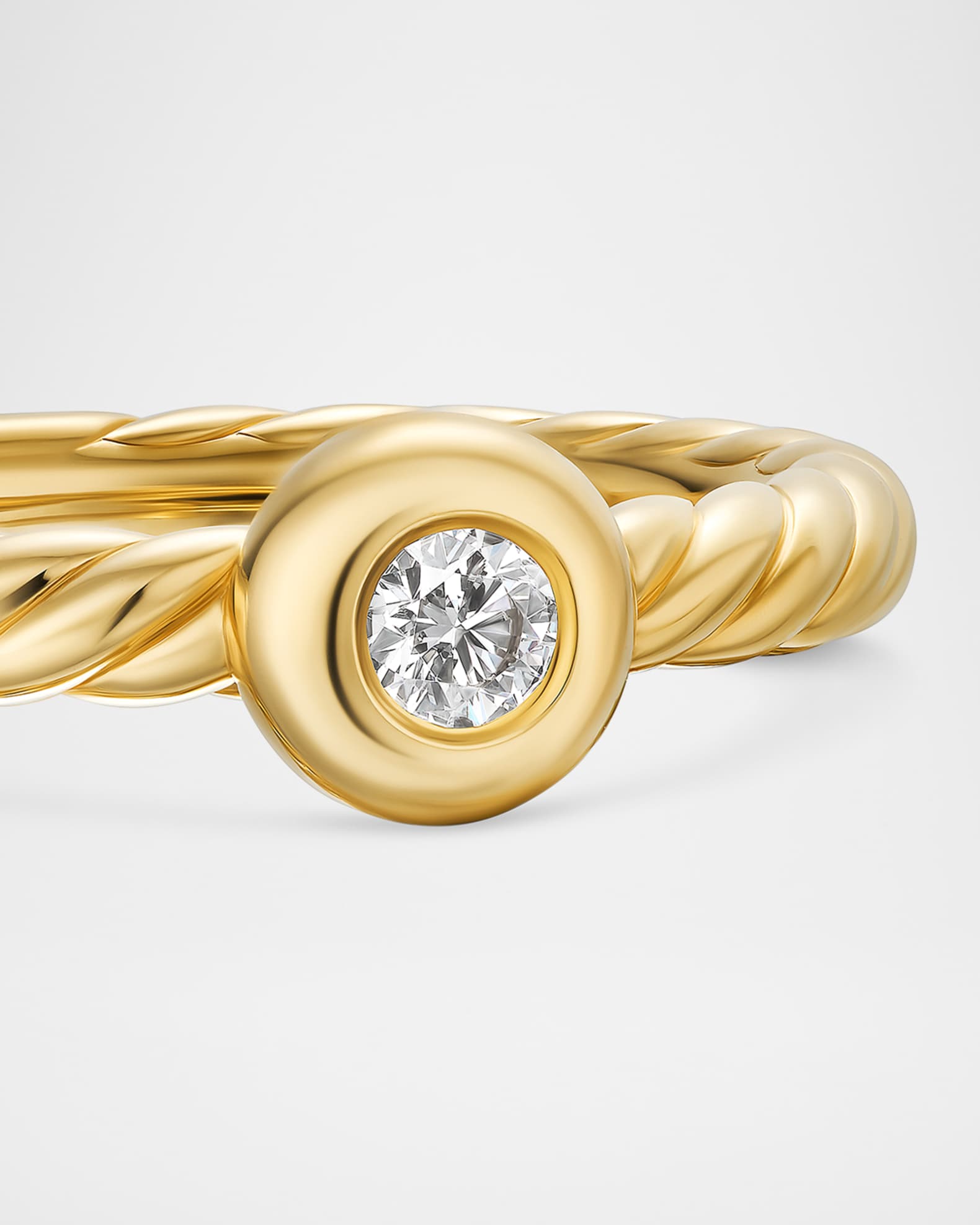 David Yurman Modern Cable Stone Ring in 18K Gold with Diamonds, 2.8mm ...