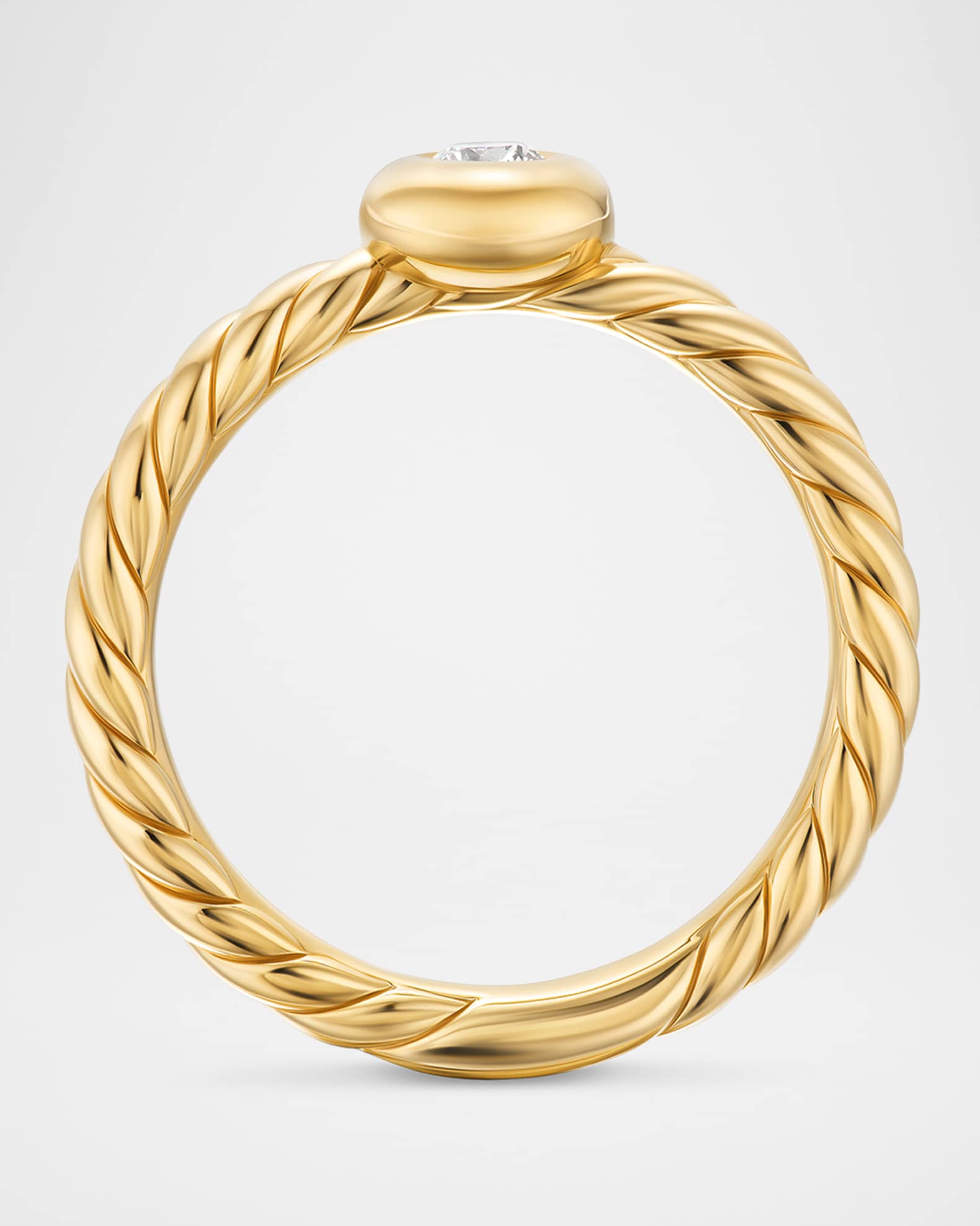 David Yurman Modern Cable Stone Ring in 18K Gold with Diamonds, 2.8mm ...