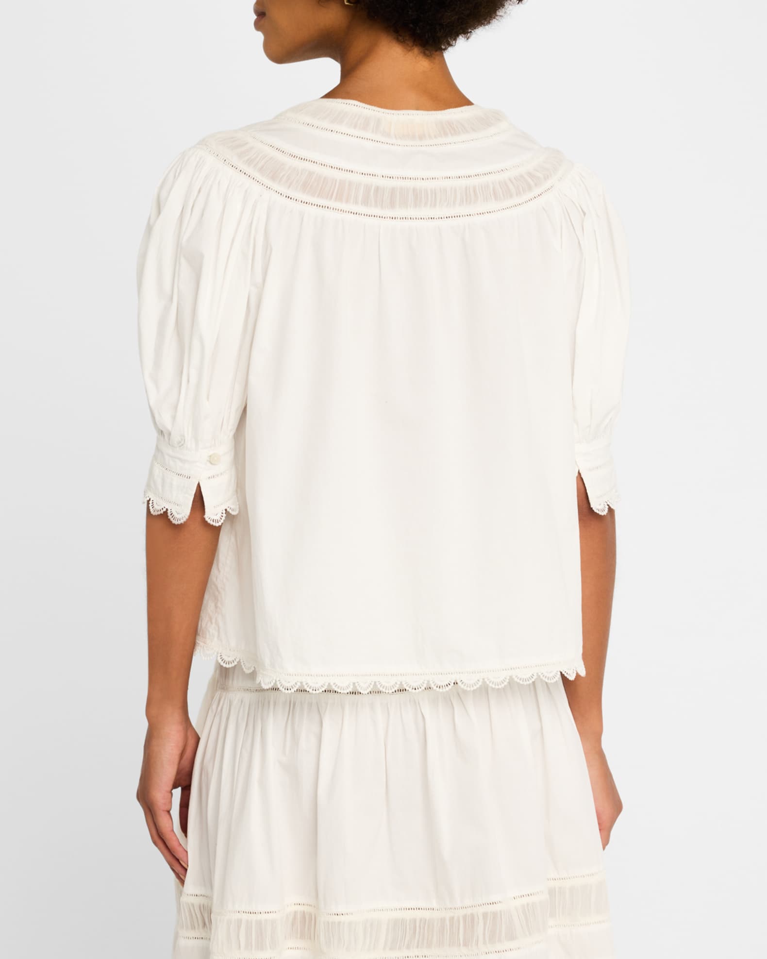 Ulla Johnson Dylan Lace-Inset Cotton Top | Neiman Marcus