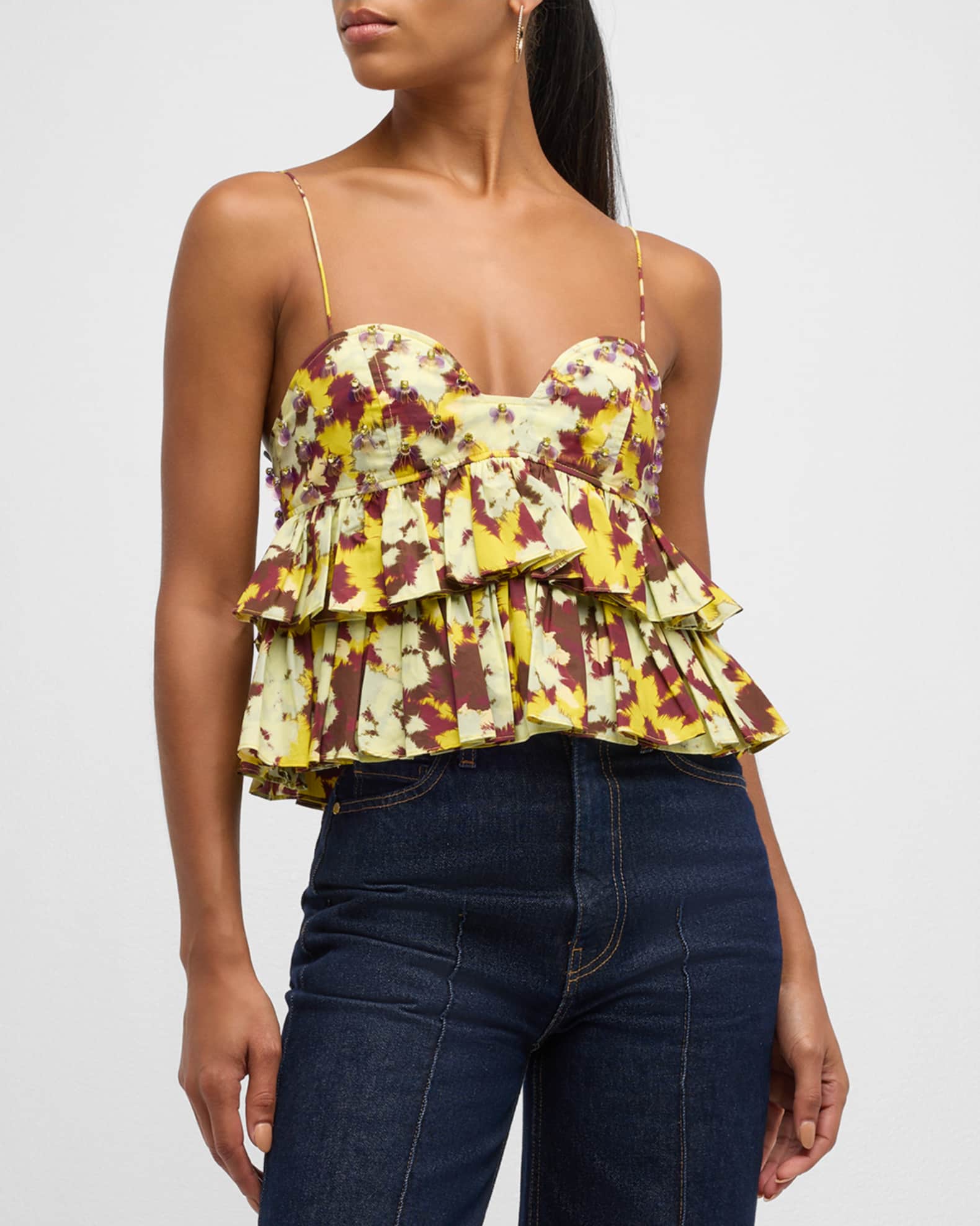 Ulla Johnson Lucia Beaded Crop Top | Neiman Marcus