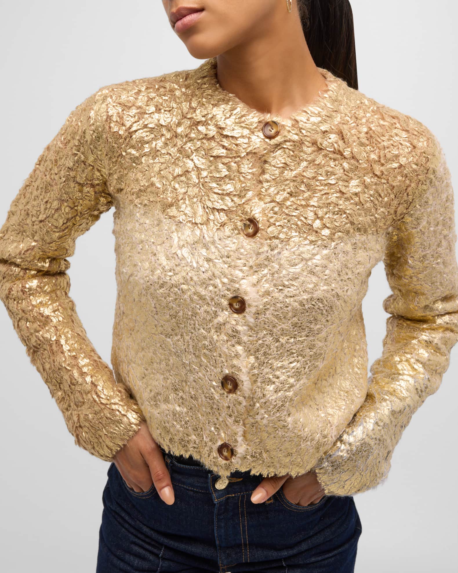 Ulla Johnson Keira Metallic Cardigan | Neiman Marcus