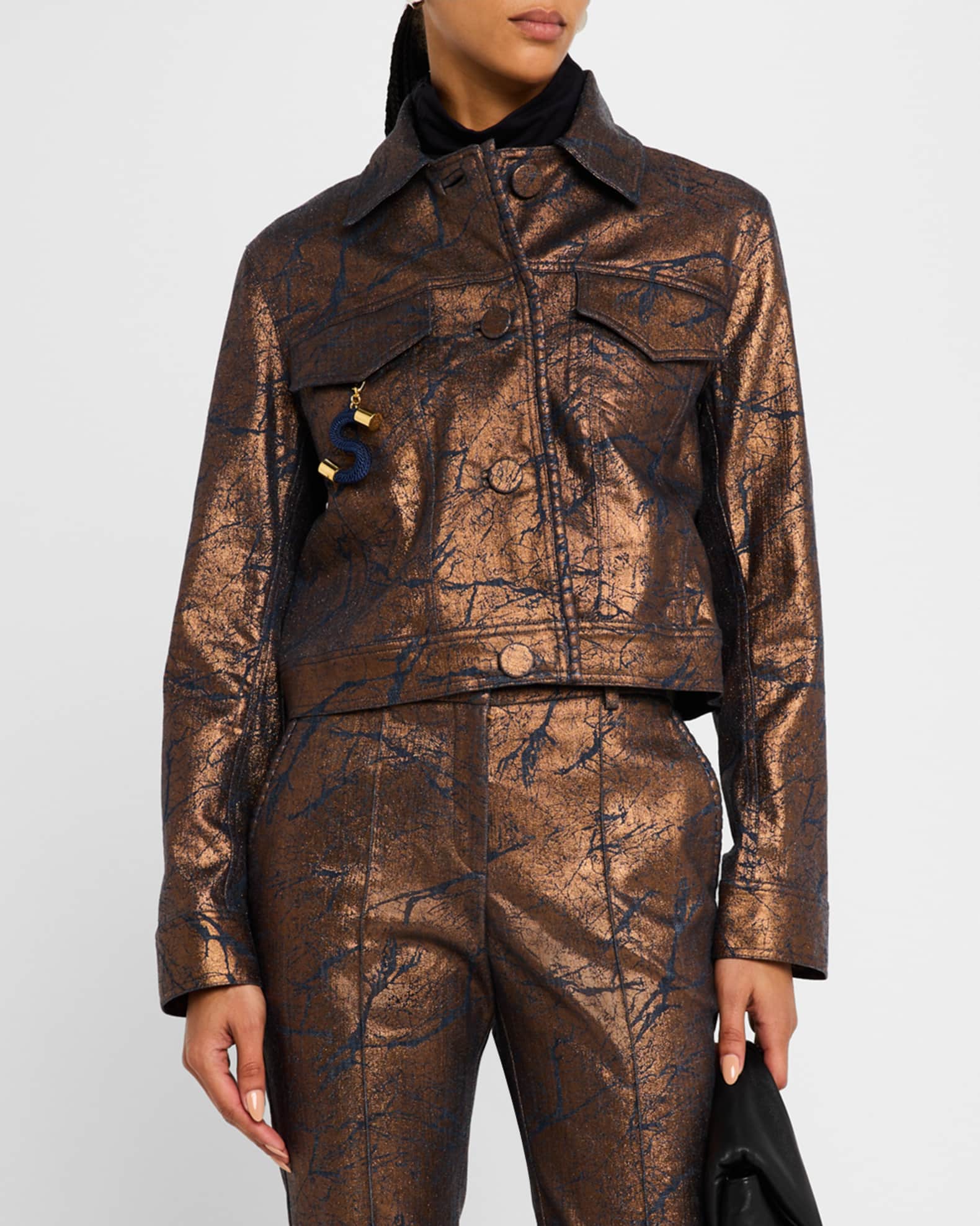 Crinkle Metallic Coated Denim Collection | Neiman Marcus