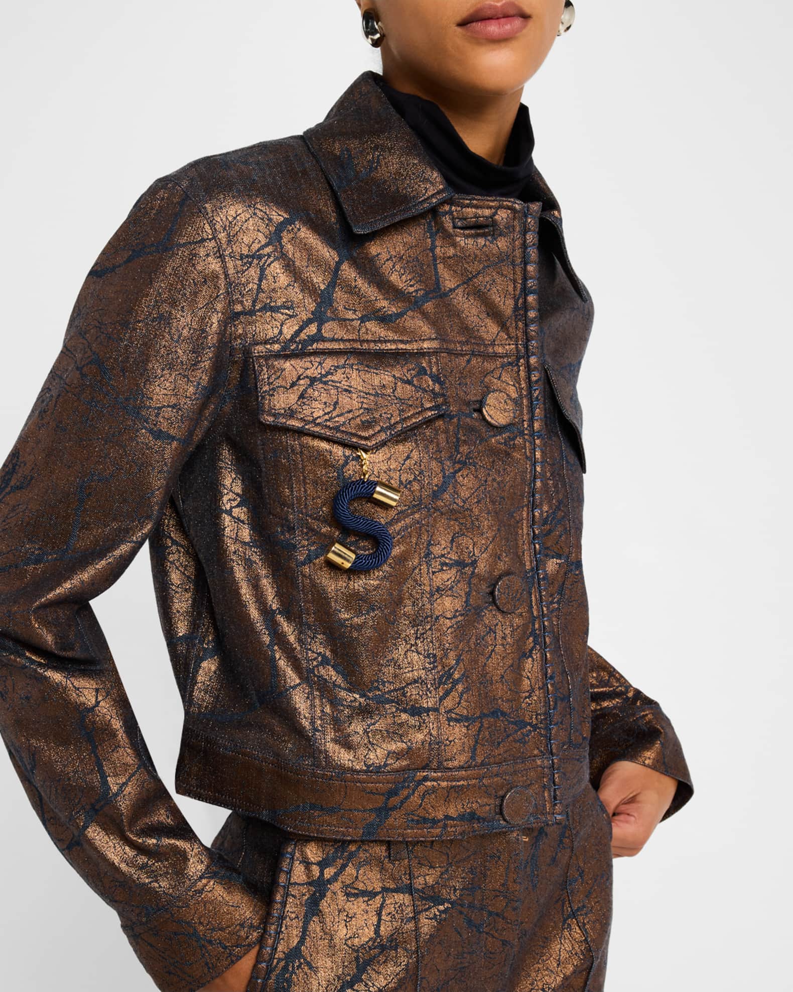 Crinkle Metallic Coated Denim Collection | Neiman Marcus