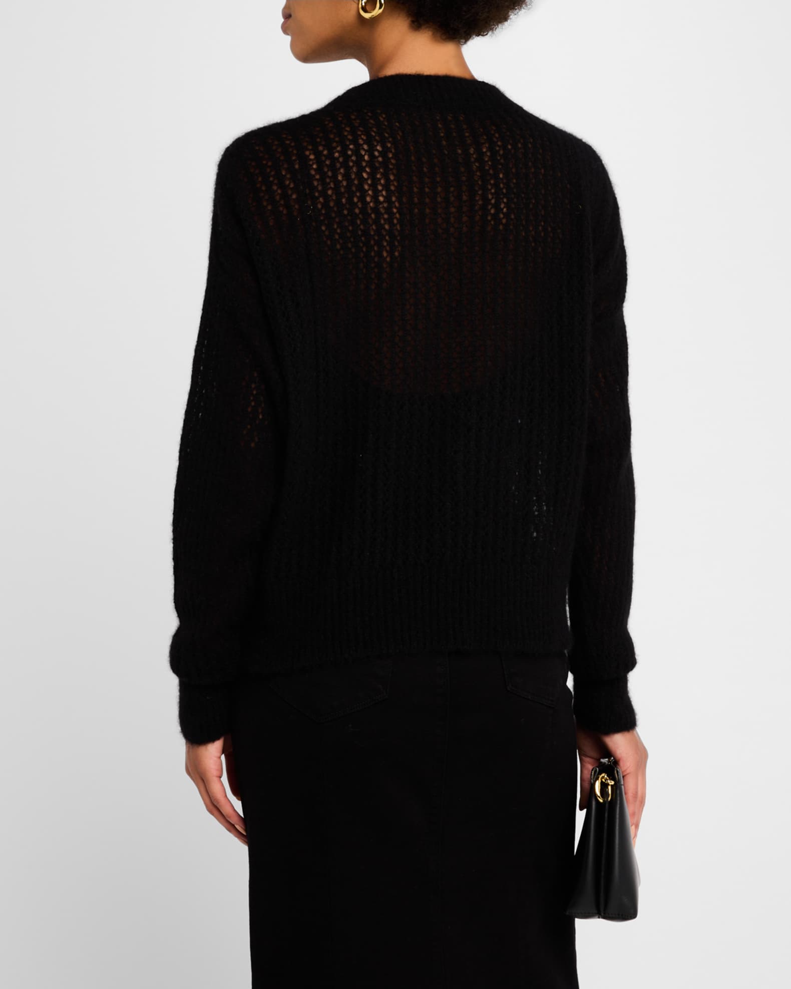 Neiman Marcus Cashmere Collection Cashmere-Silk Mesh Knit Sweater ...