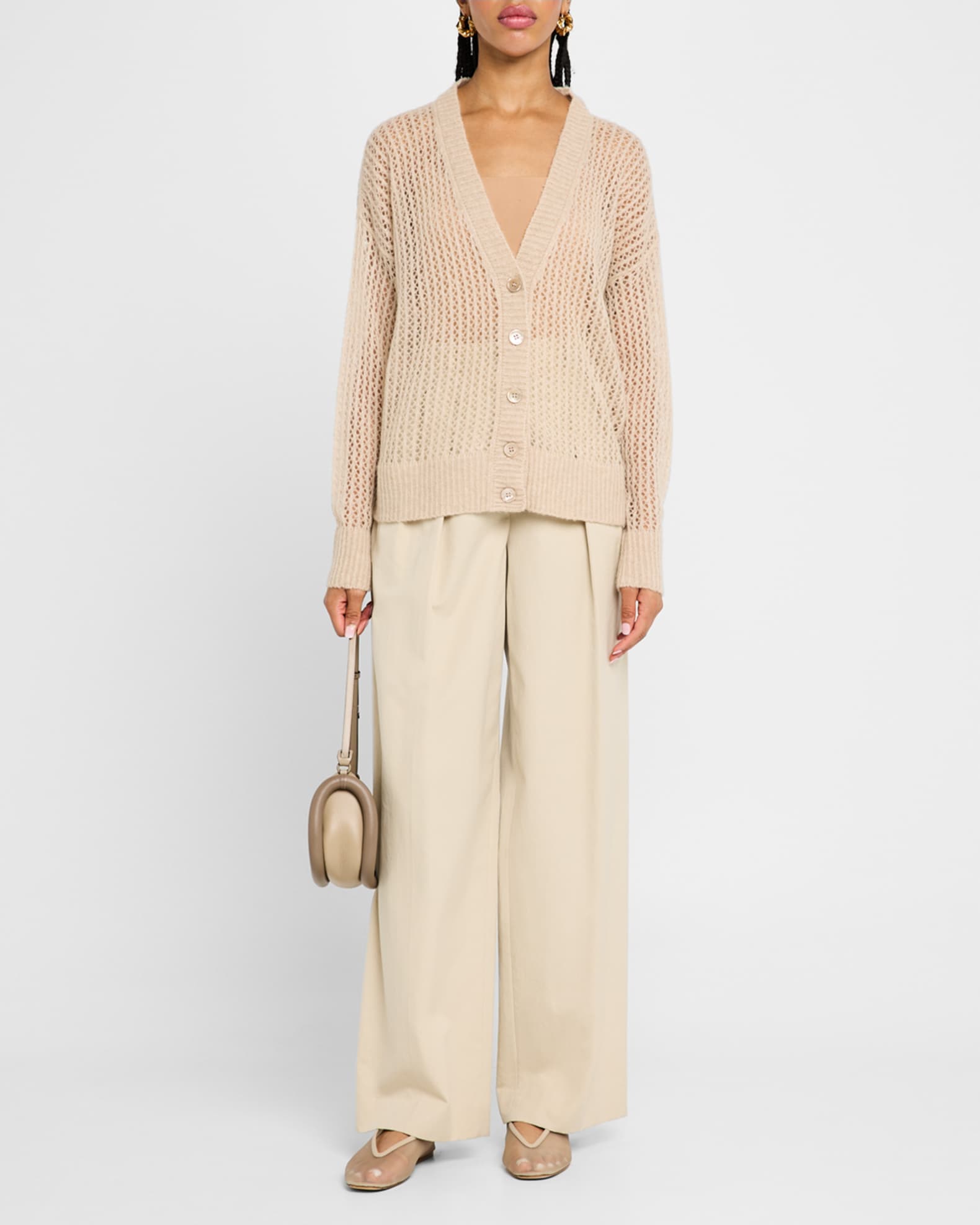Neiman Marcus Cashmere Collection Cashmere-Silk Mesh Knit Sweater ...
