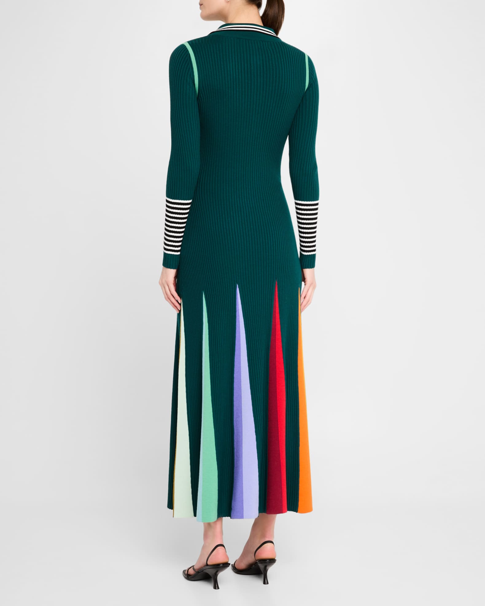 CHRISTOPHER JOHN ROGERS Multicolor Godet-Skirt Rib Maxi Polo Dress ...