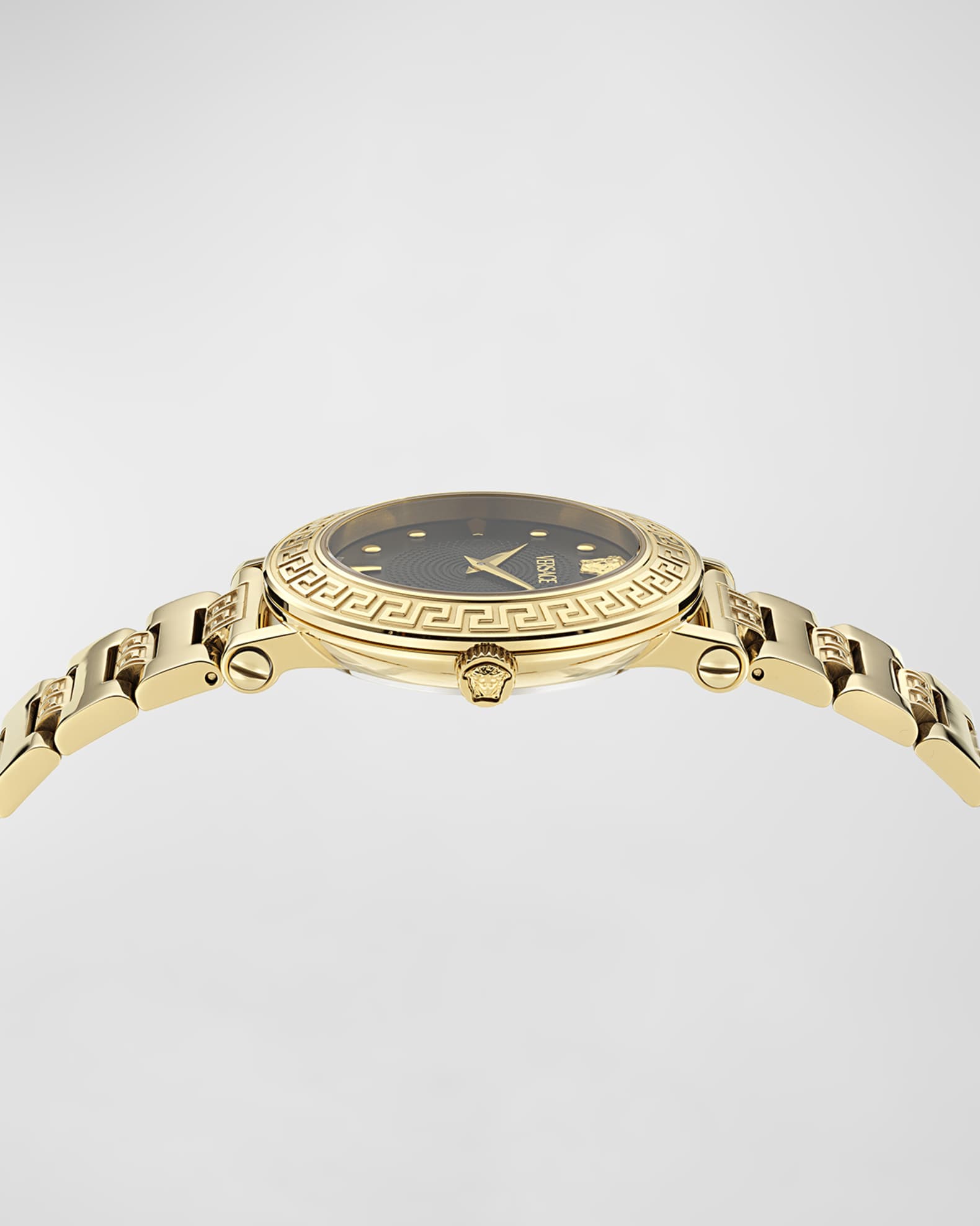 Versace 35mm Greca Sphere Watch with Bracelet Strap, Gold/Black ...