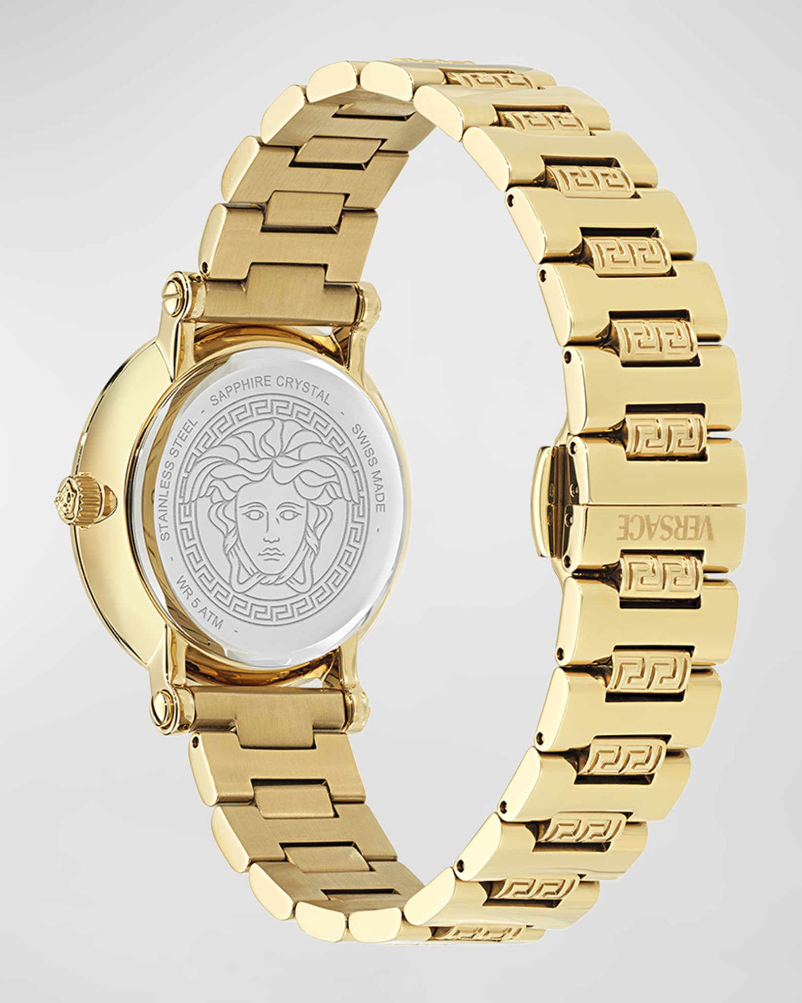 Versace 35mm Greca Sphere Watch with Bracelet Strap, Gold/Black ...