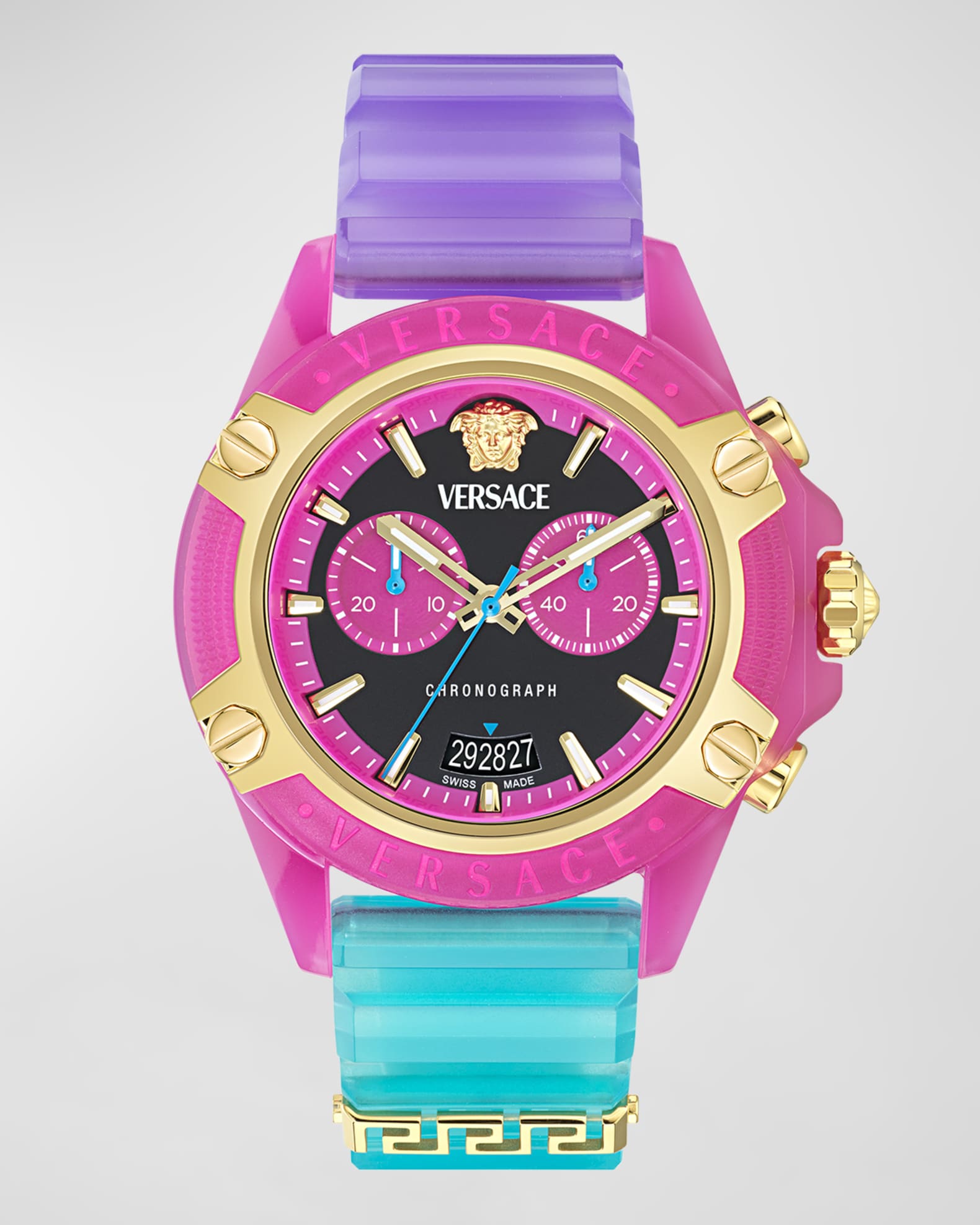 Versace Men's Icon Active Silicone-Strap Chronograph Watch, 44mm ...