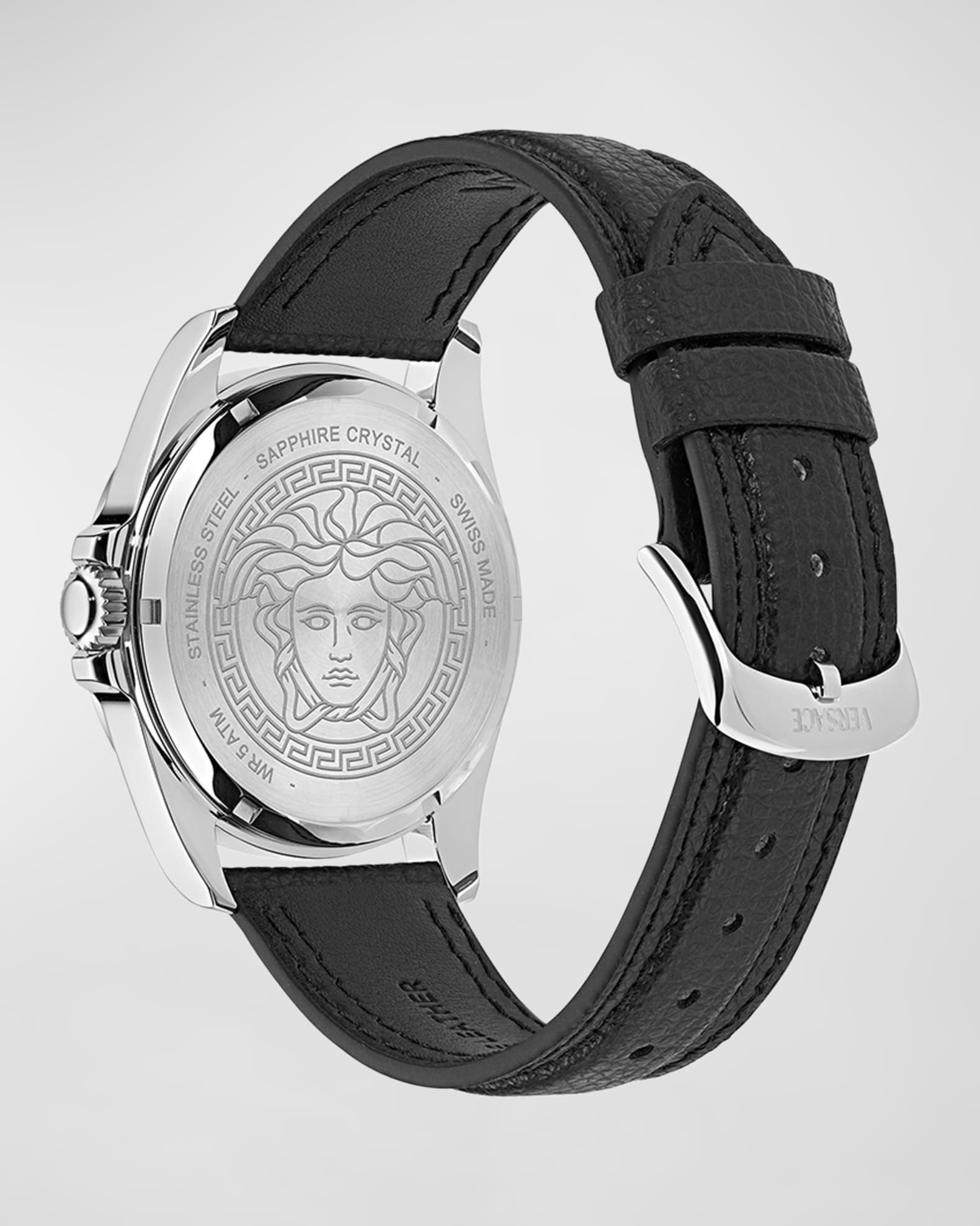 Versace Men's Anteo Stainless Steel Leather-Strap Watch, 41mm | Neiman ...