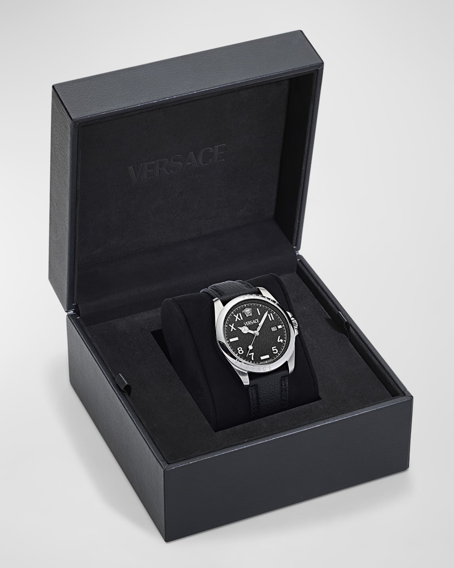 Versace Men's Anteo Stainless Steel Leather-Strap Watch, 41mm | Neiman ...