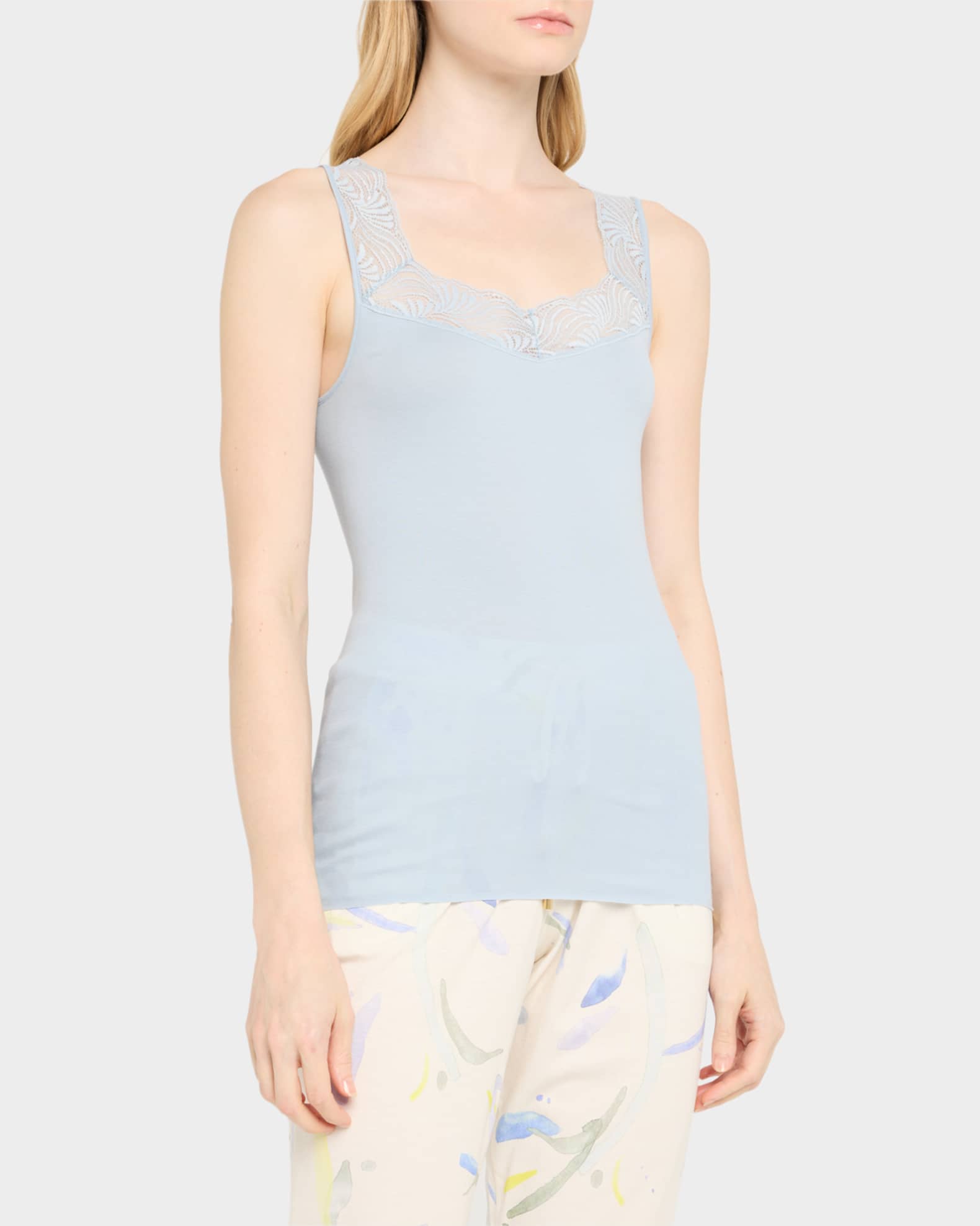 Hanro Cotton Delight Lace-Trim Tank Top | Neiman Marcus