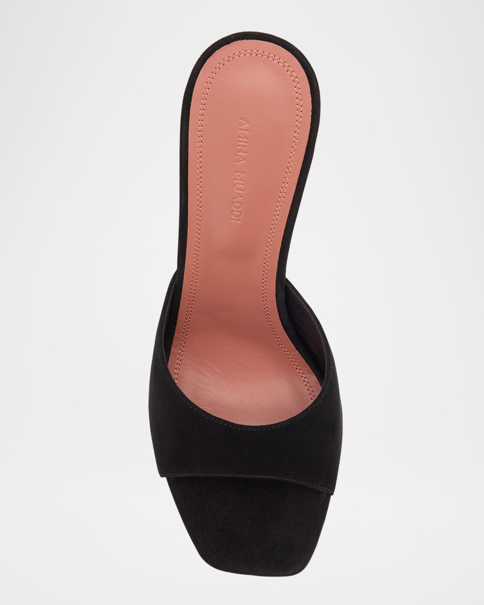Amina Muaddi Lupita Suede Pedestal Mule Sandals | Neiman Marcus