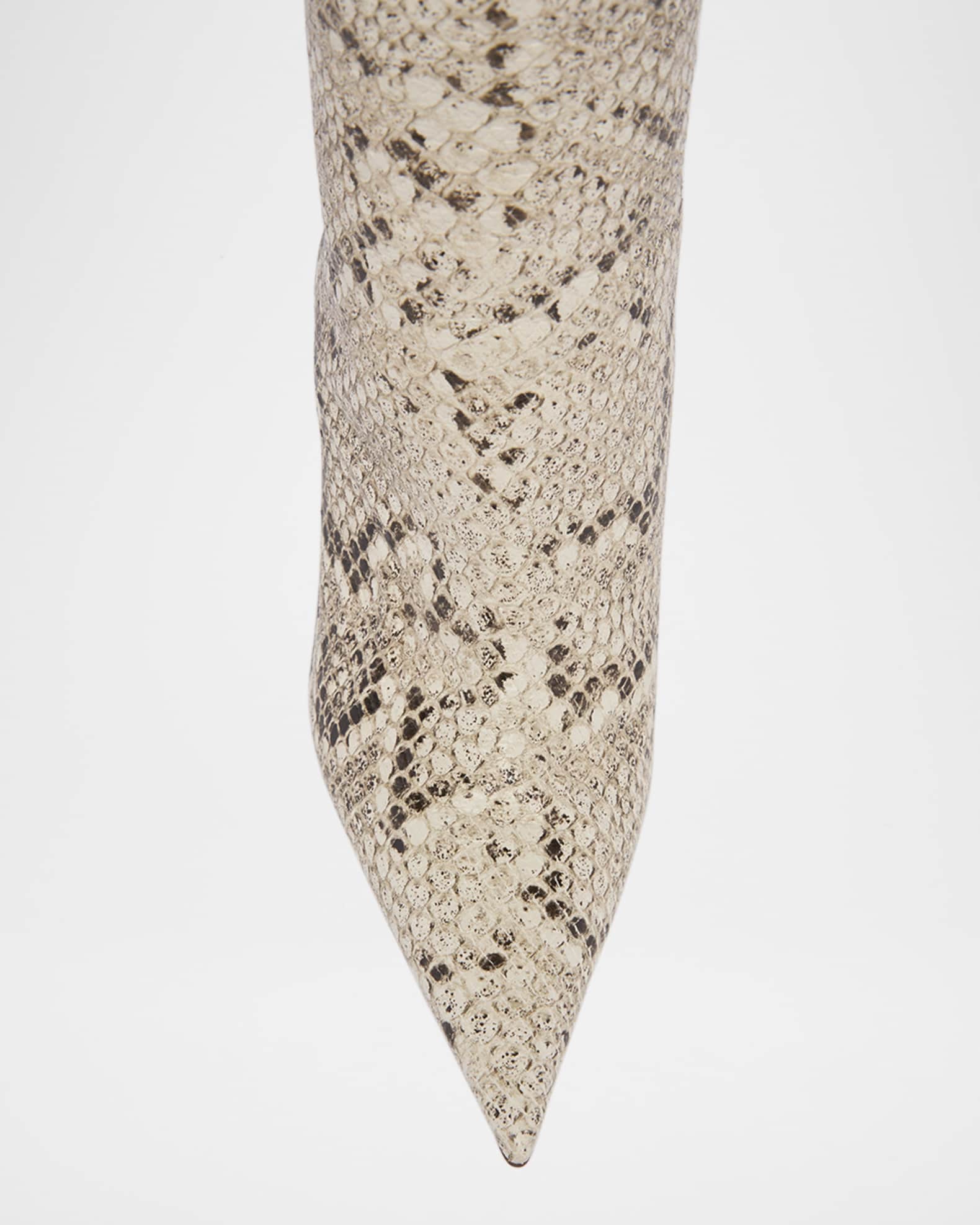 Amina Muaddi Barbara Snake-Embossed Stiletto Boots | Neiman Marcus