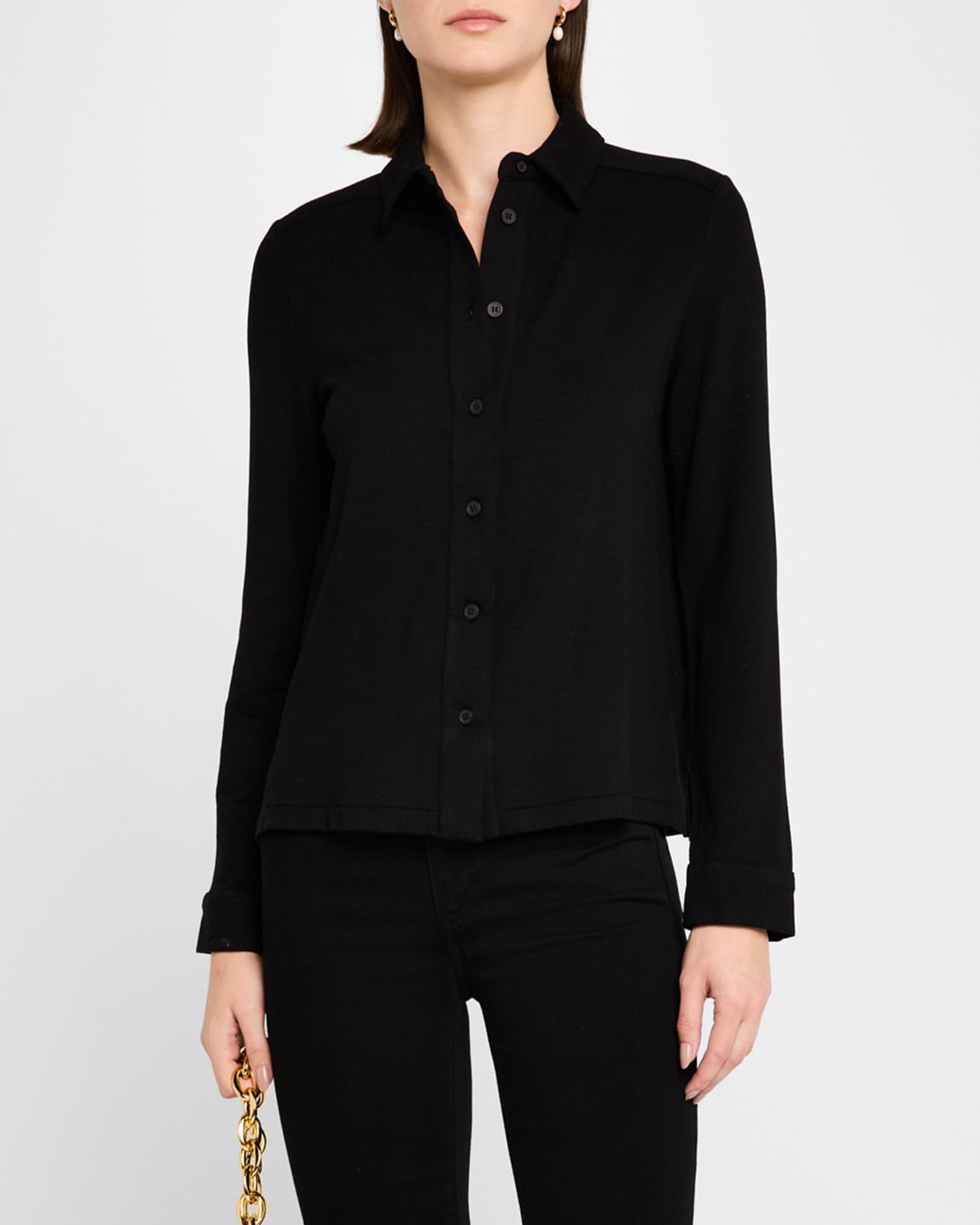 Majestic Filatures Button-Down French Terry Shirt | Neiman Marcus